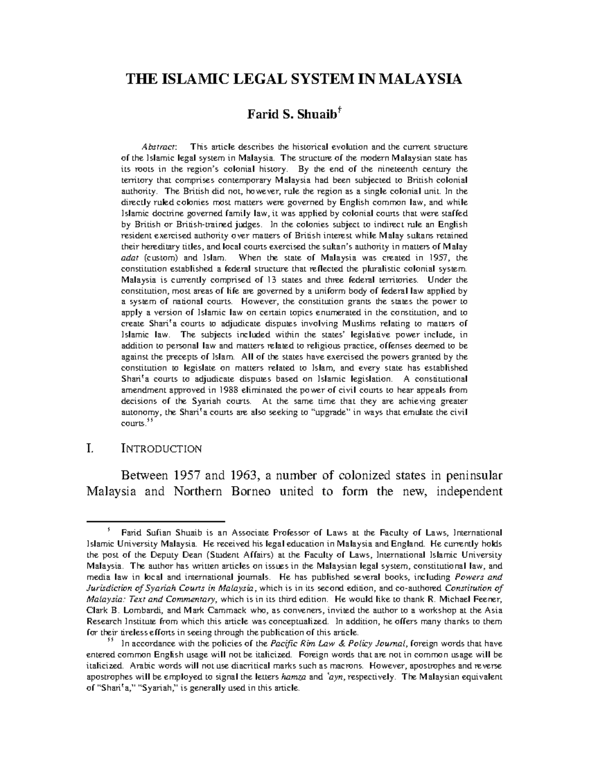 Islamic legal system in msia farid sufian - THE ISLAMIC LEGAL SYSTEM IN ...