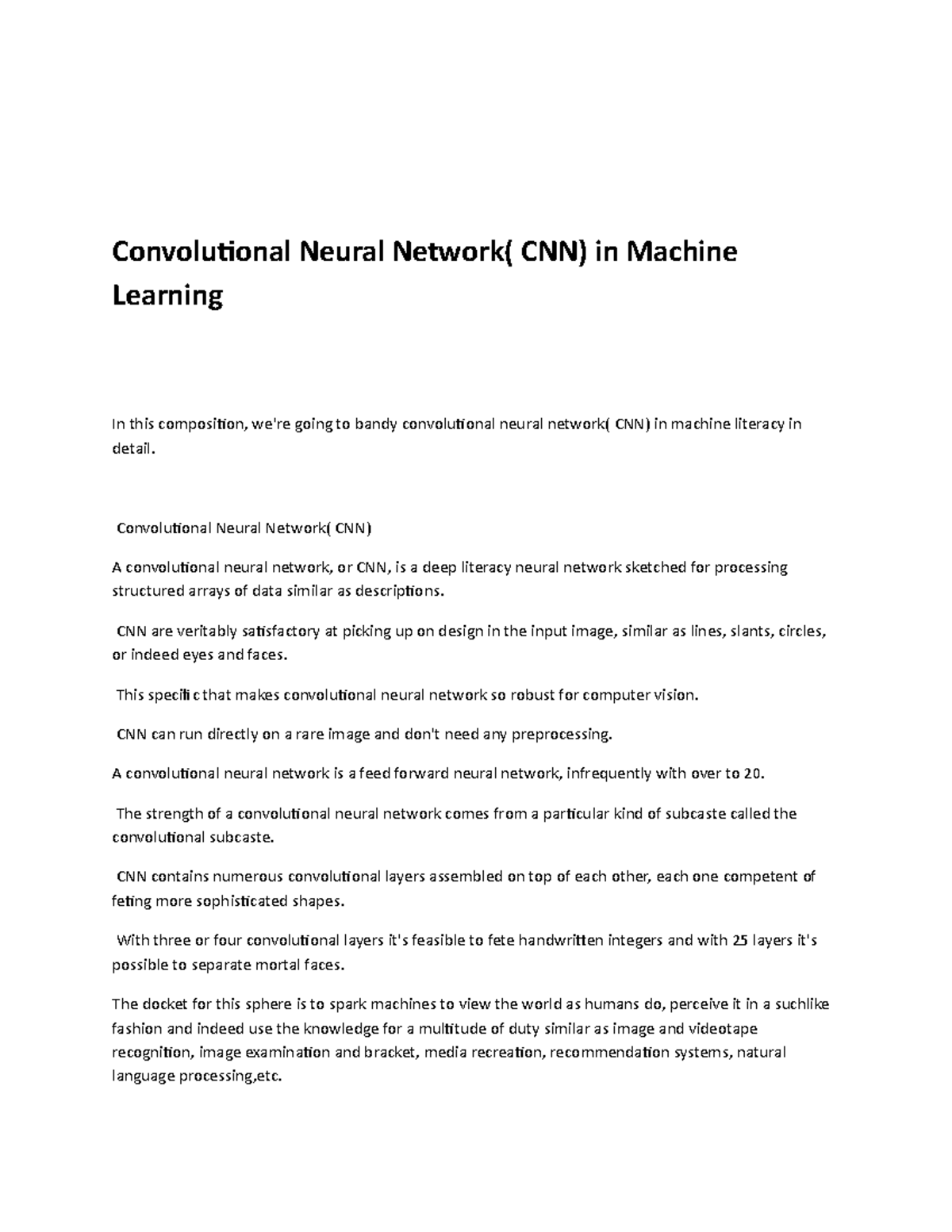 Convolutional Neural Network( CNN) in Machine Learning - Convolutional ...