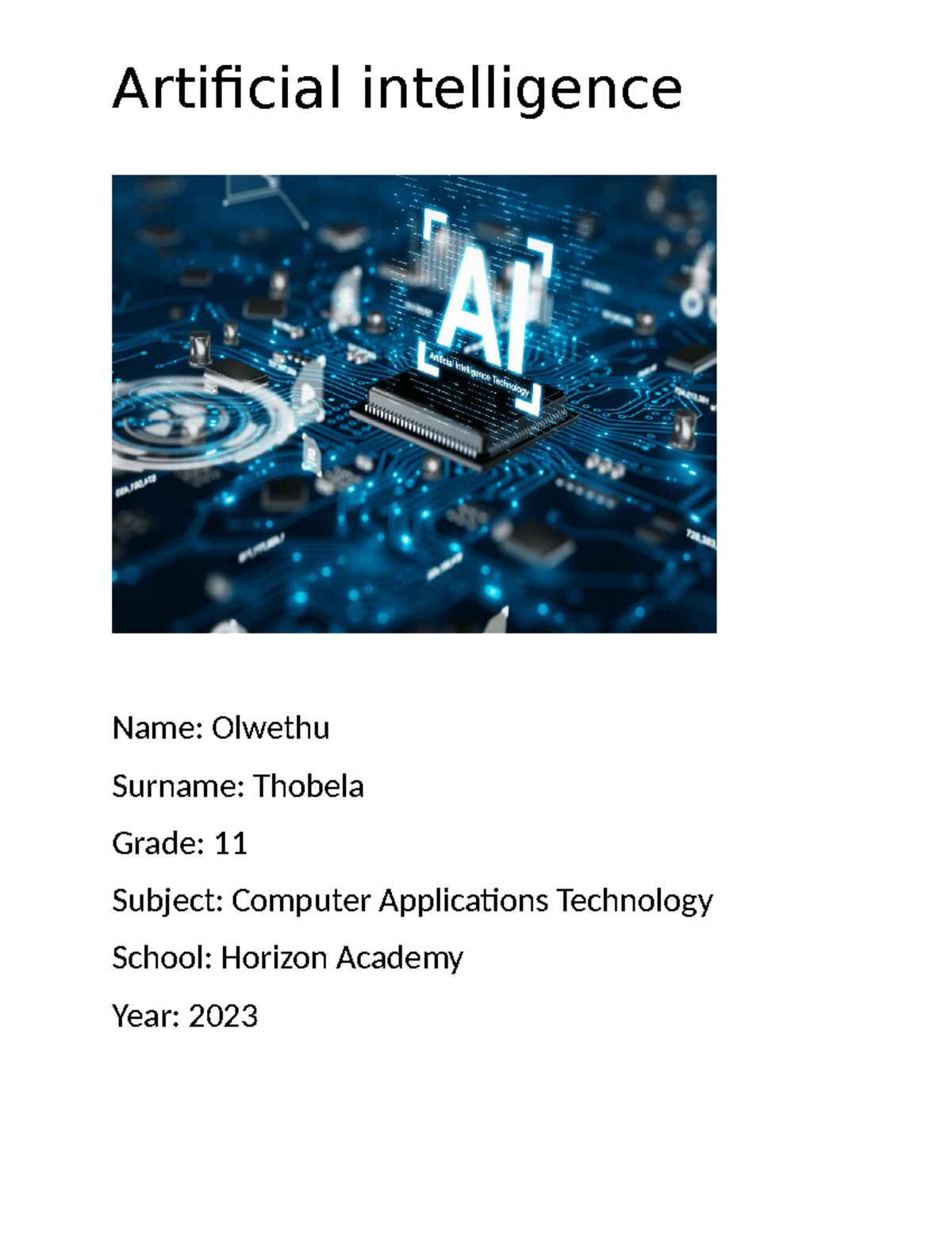 PAT Phase 1 - Name: Olwethu Surname: Thobela Grade: 11 Subject ...