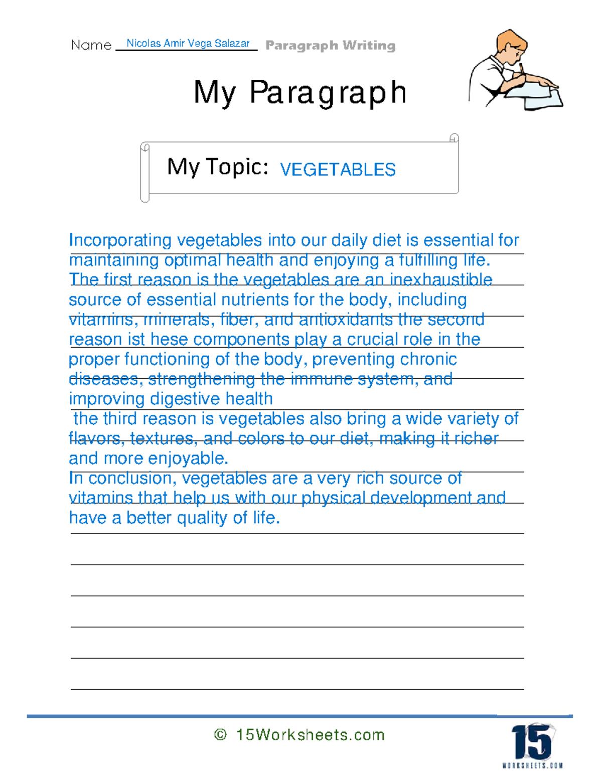 12-33 Realizado - ... - Name Paragraph Writing © 15Worksheets My ...