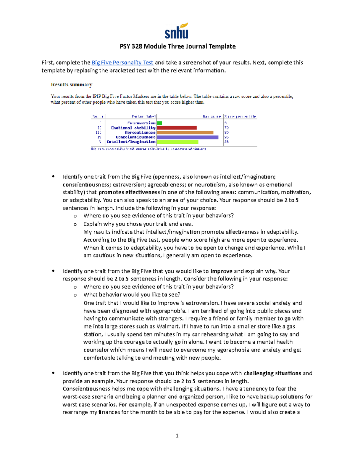 PSY 328 Module Three Journal Template - PSY 328 Module Three Journal ...