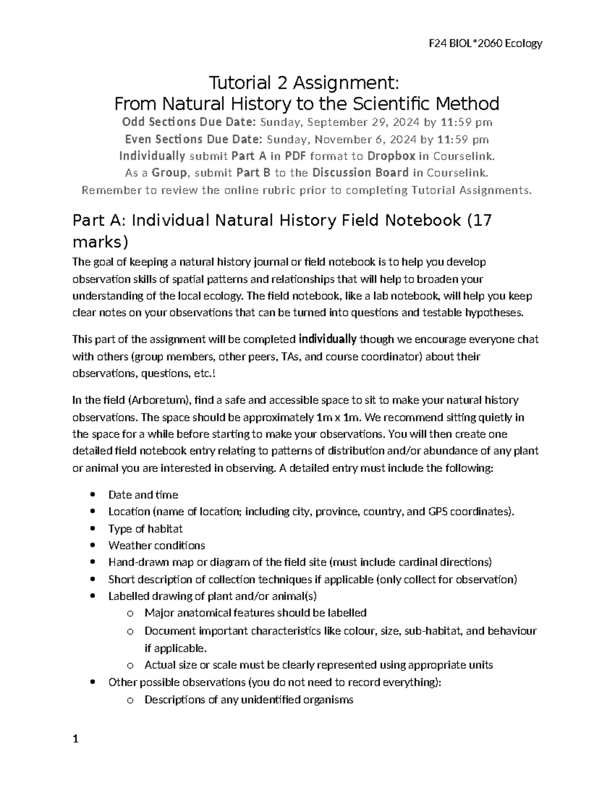 Tutorial 2 Assignment - From Natural History to the Scientific Method ...