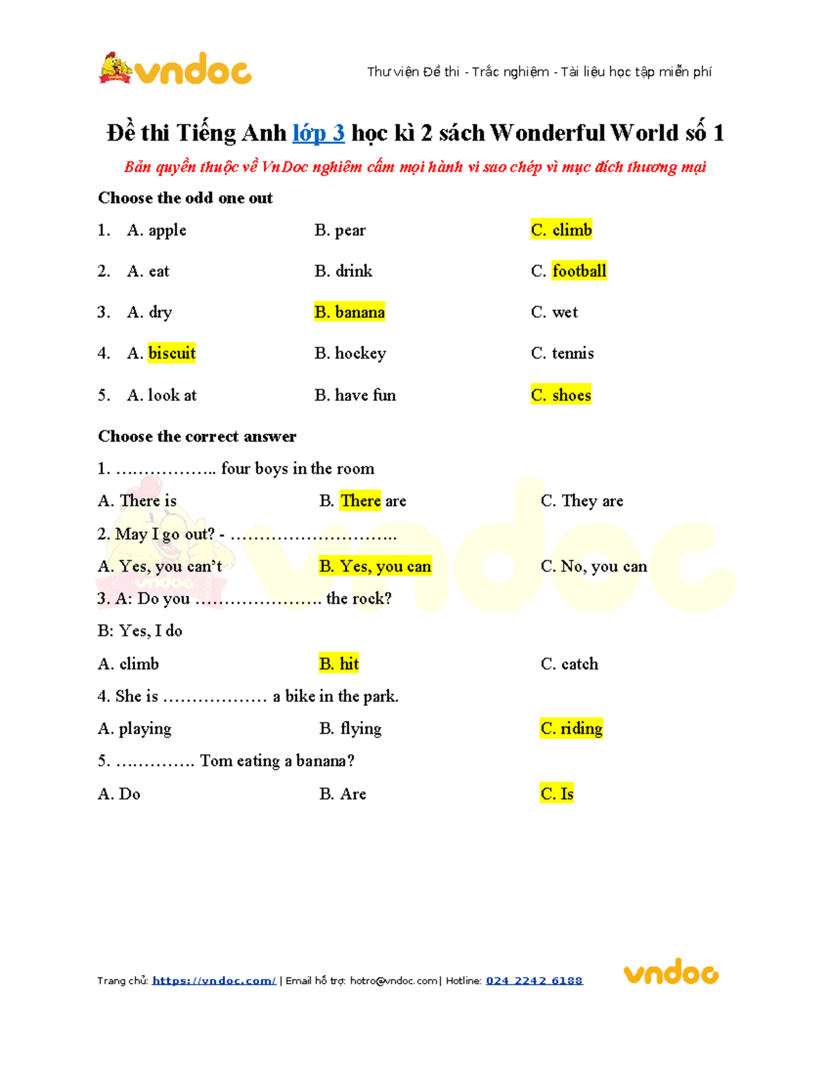 De thi tieng anh lop 3 hoc ki 2 sach wonderful world so 1 - Đề thi Tiếng Anh lớp 3 học kì 2 sách ...