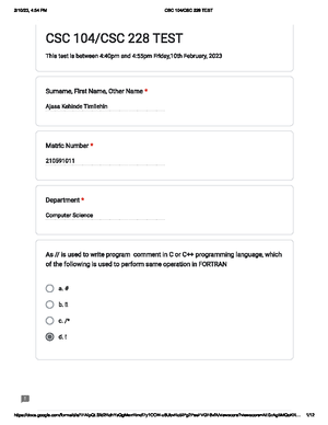 CSC 104 CSC 228 TEST - this are just compiled tests - - Studocu