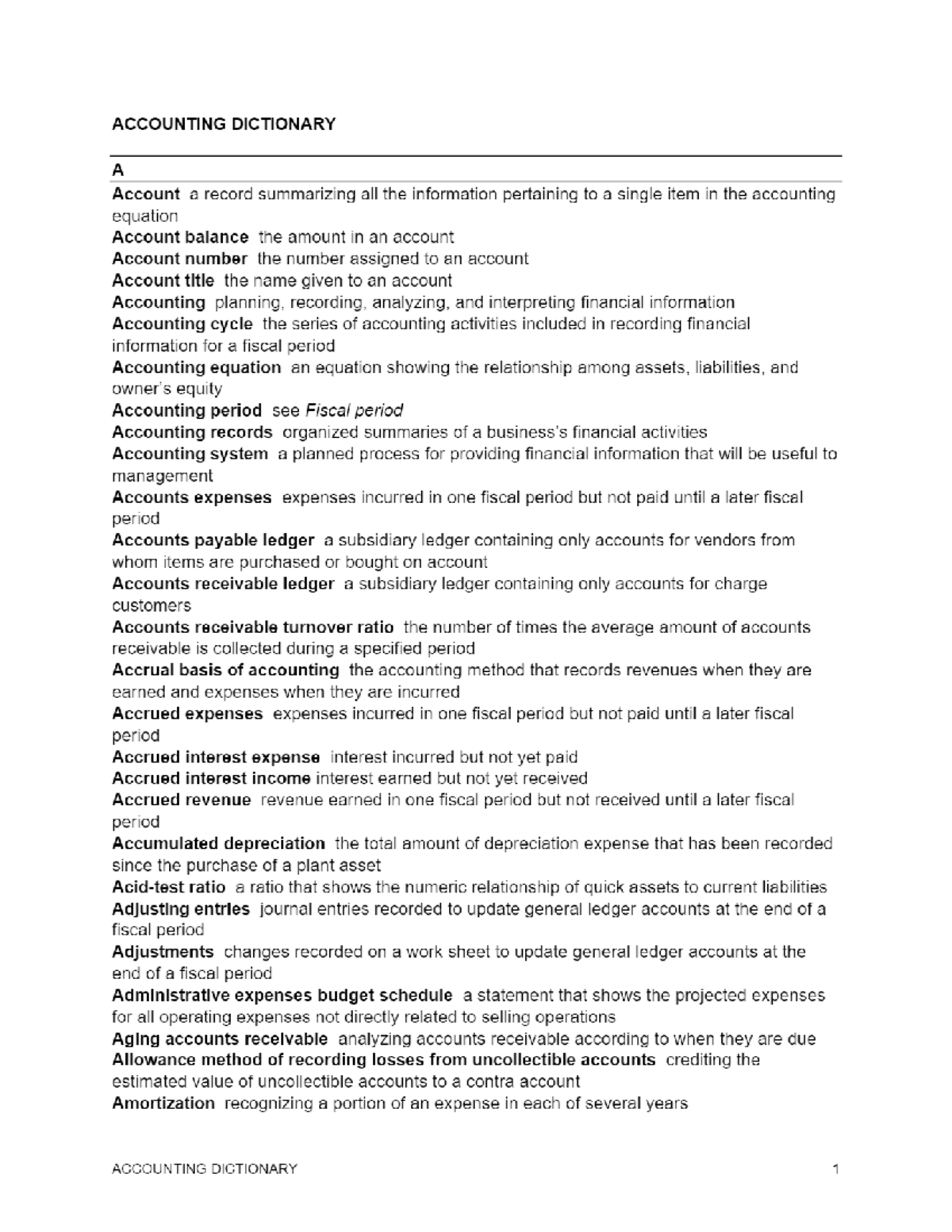 Accounting Dictionary - PDF - Accounting principles - Studocu