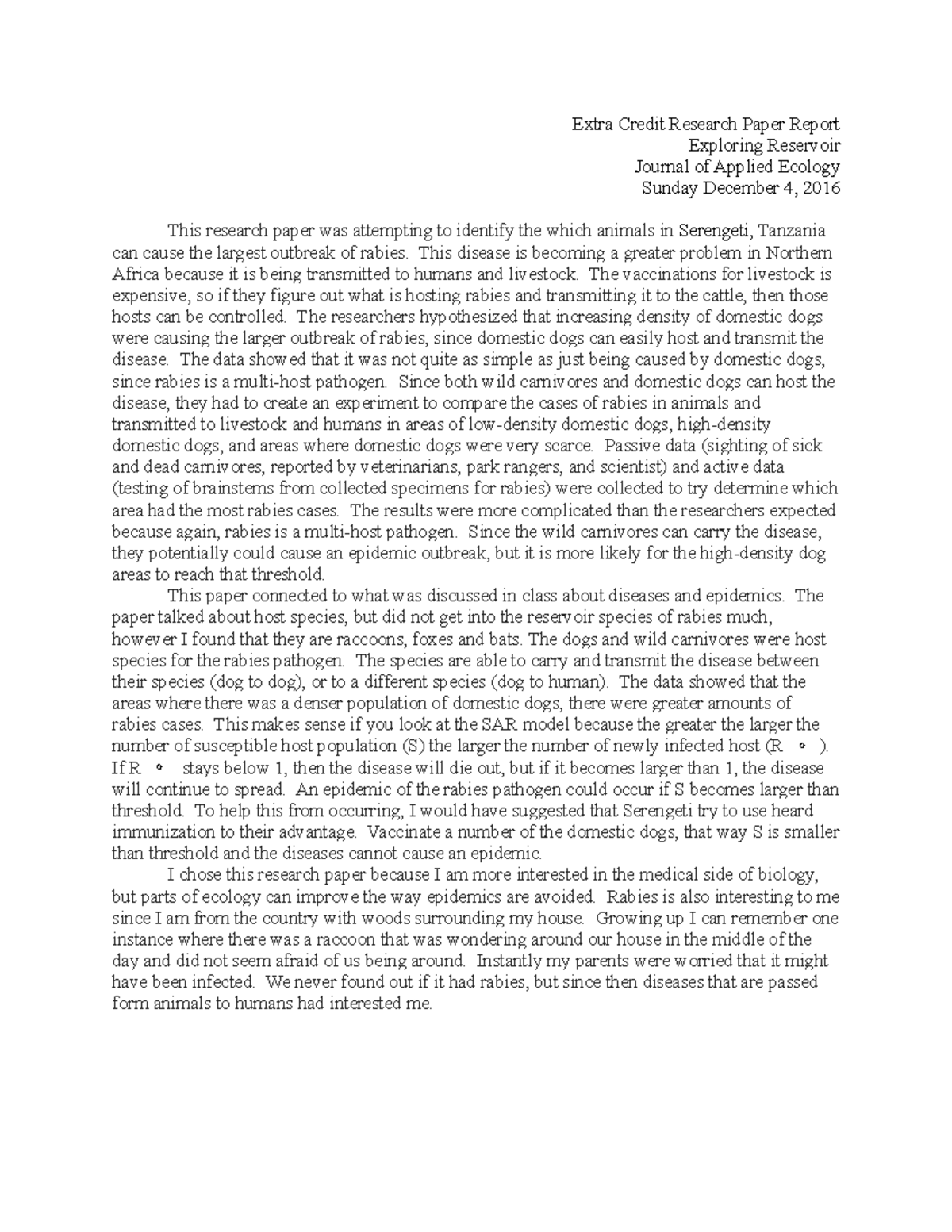 Extra Credit Research Report - Extra Credit Research Paper Report ...