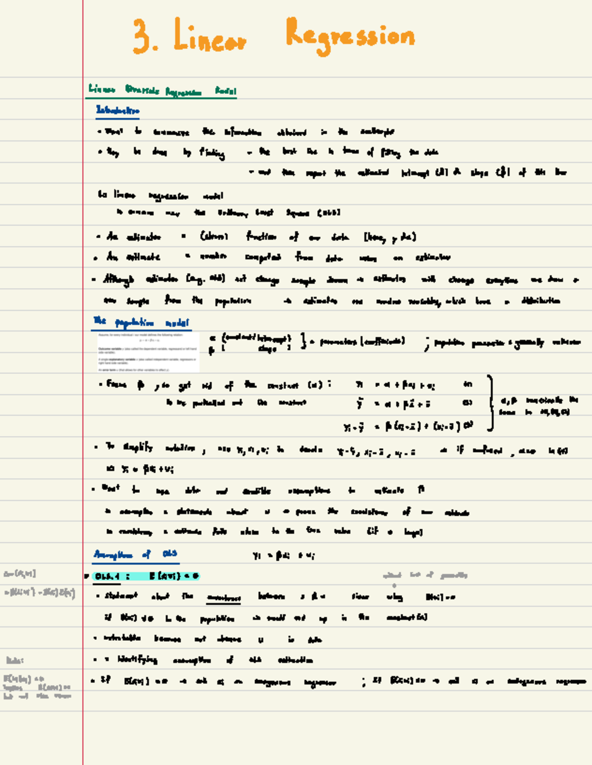 ERM Kapitel 3 Linear Regression - 3. Linear Regression Linear Bivariate Regression Model - Studocu