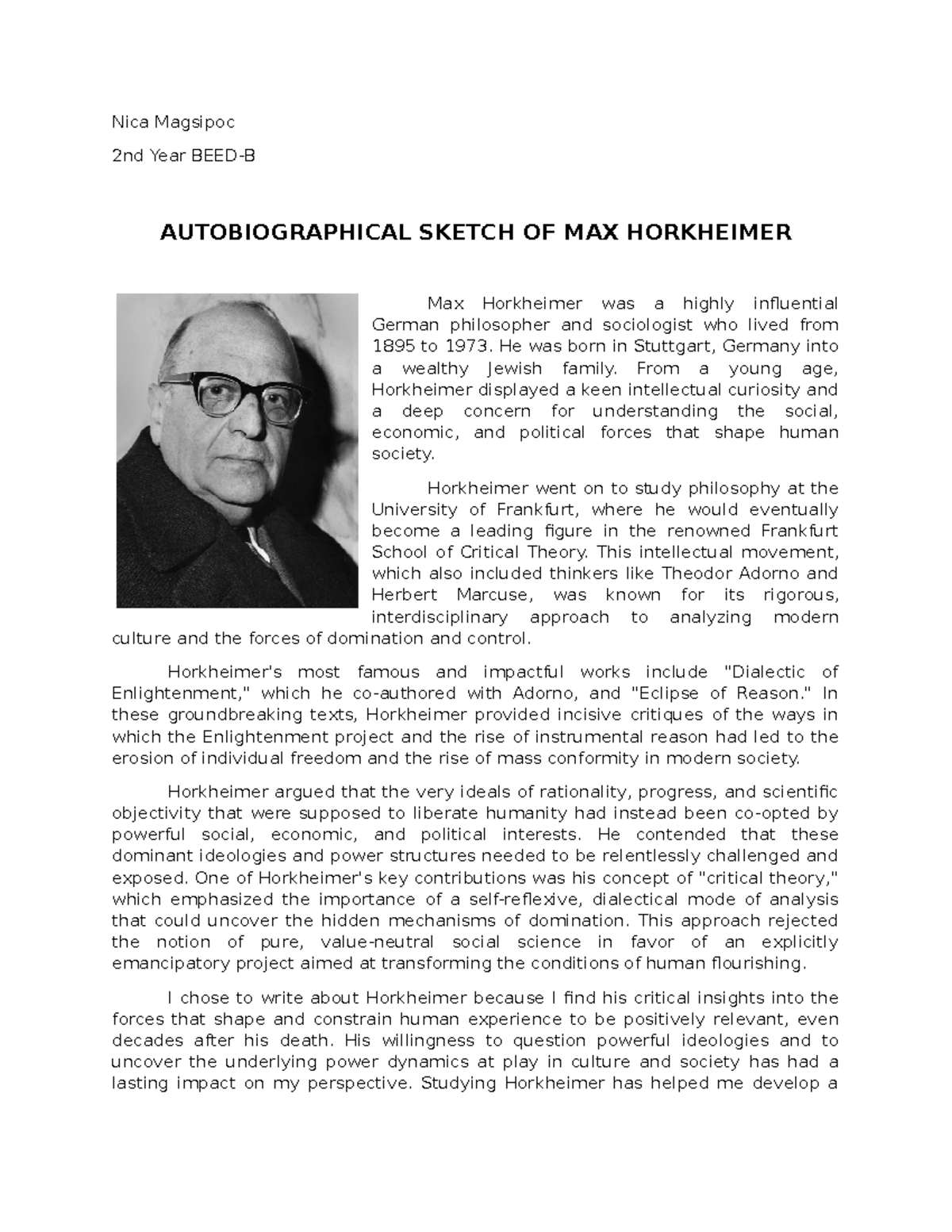 Authobiographical Sketch - Nica Magsipoc 2nd Year BEED-B ...