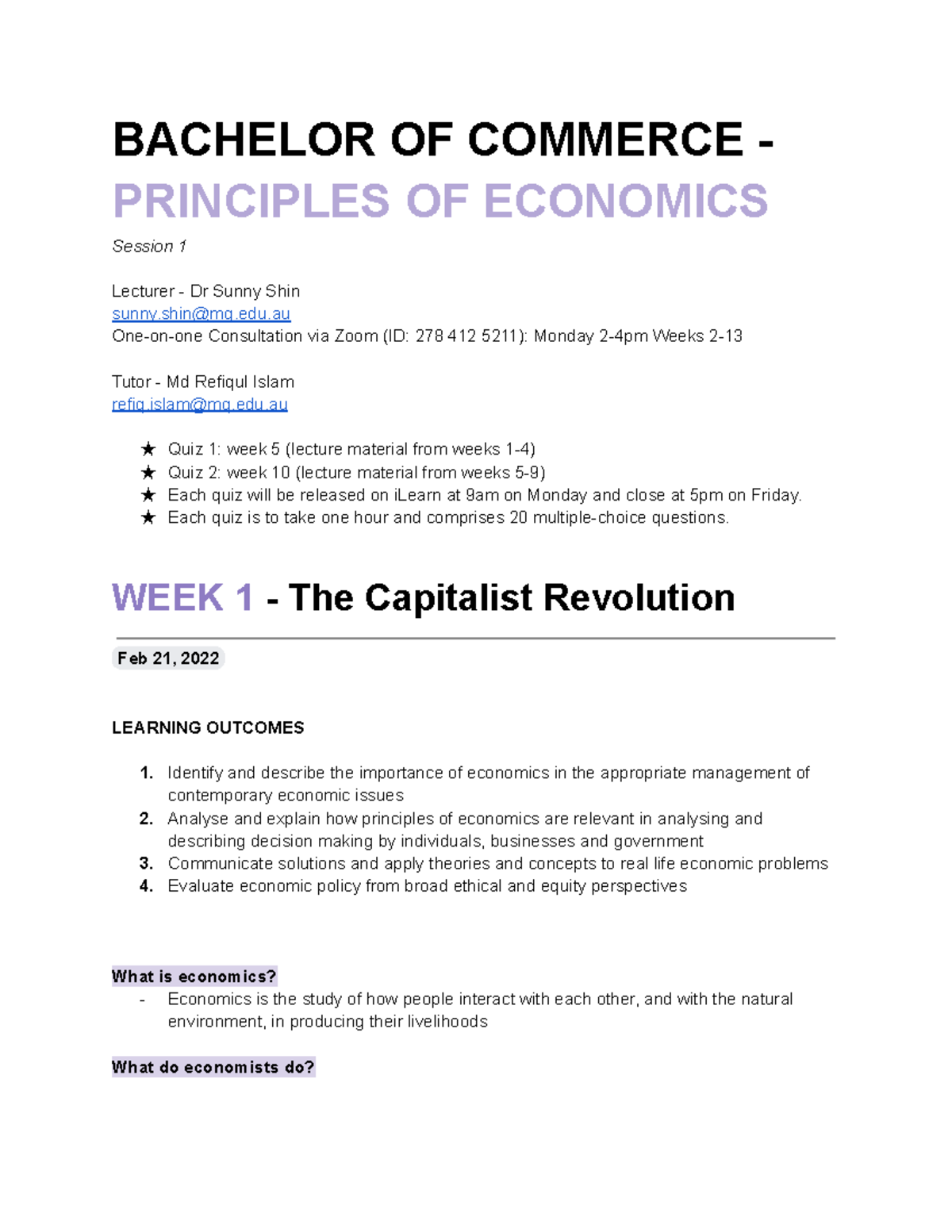 Principles of economics 2022 notes - BACHELOR OF COMMERCE - PRINCIPLES ...