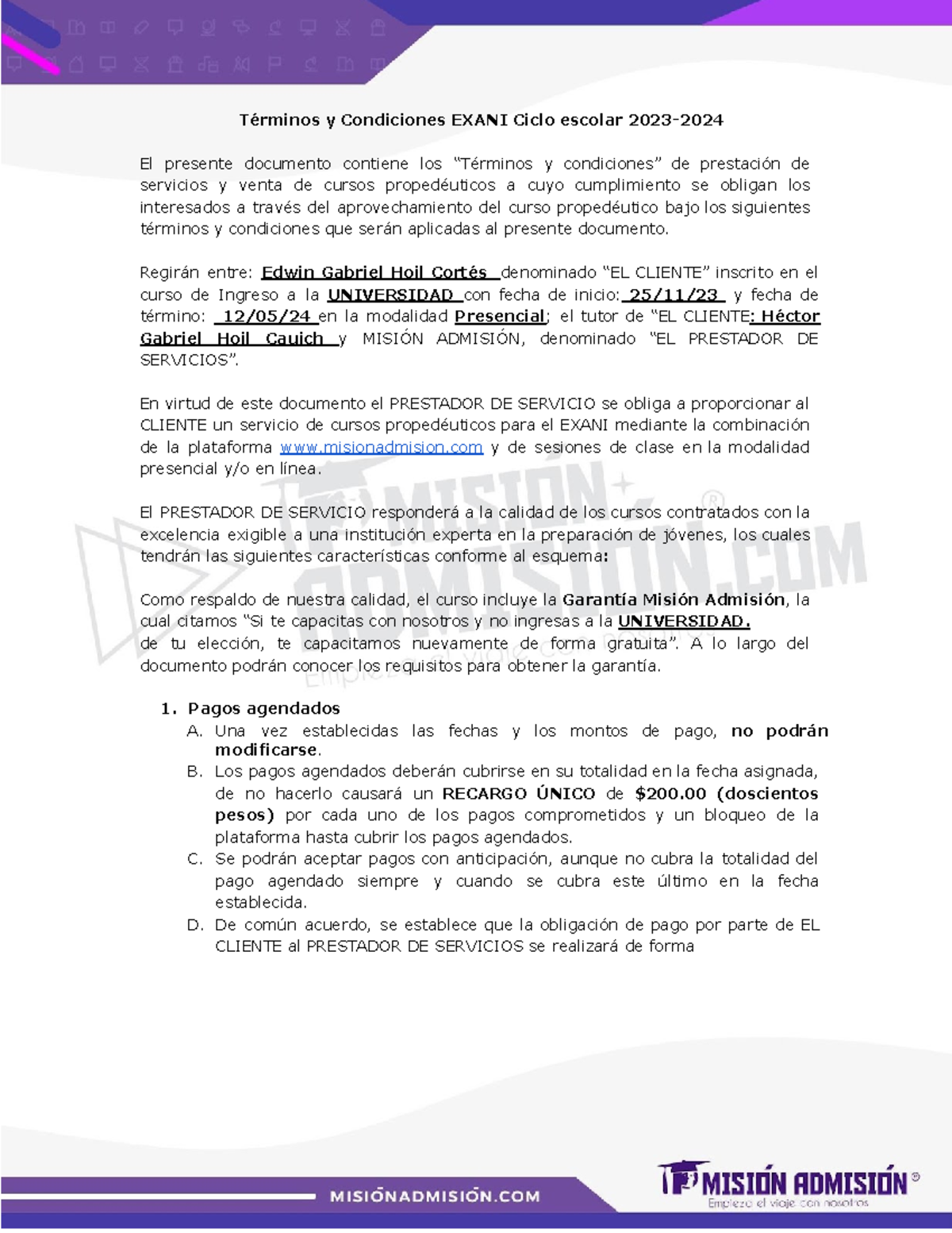 Términos y Condiciones Exani II 2023-2024 (1).docx - Edwin - Términos y Condiciones EXANI Ciclo ...