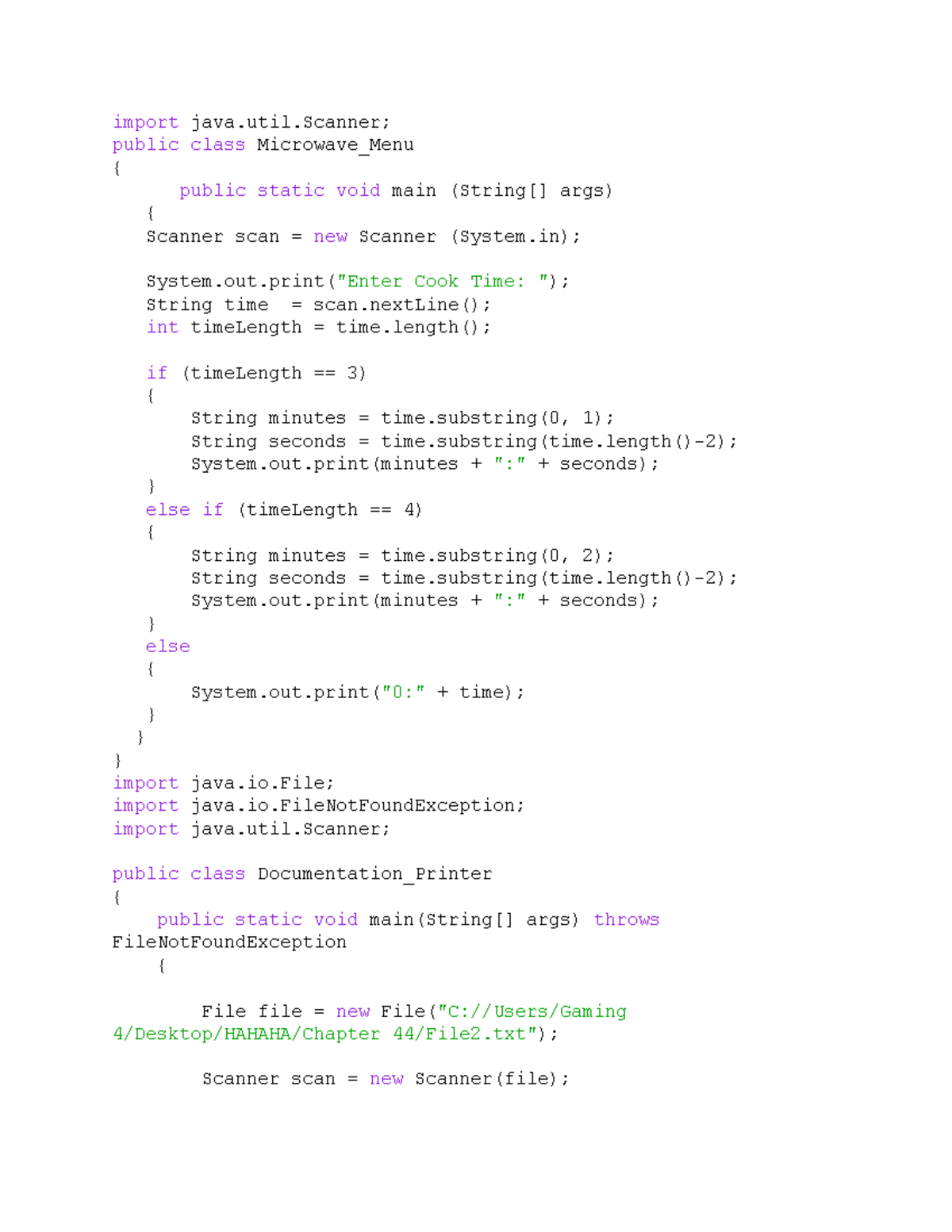 Import-java - Mr. Melvin Ninal - import java.util; public class Microwave_Menu { public static ...