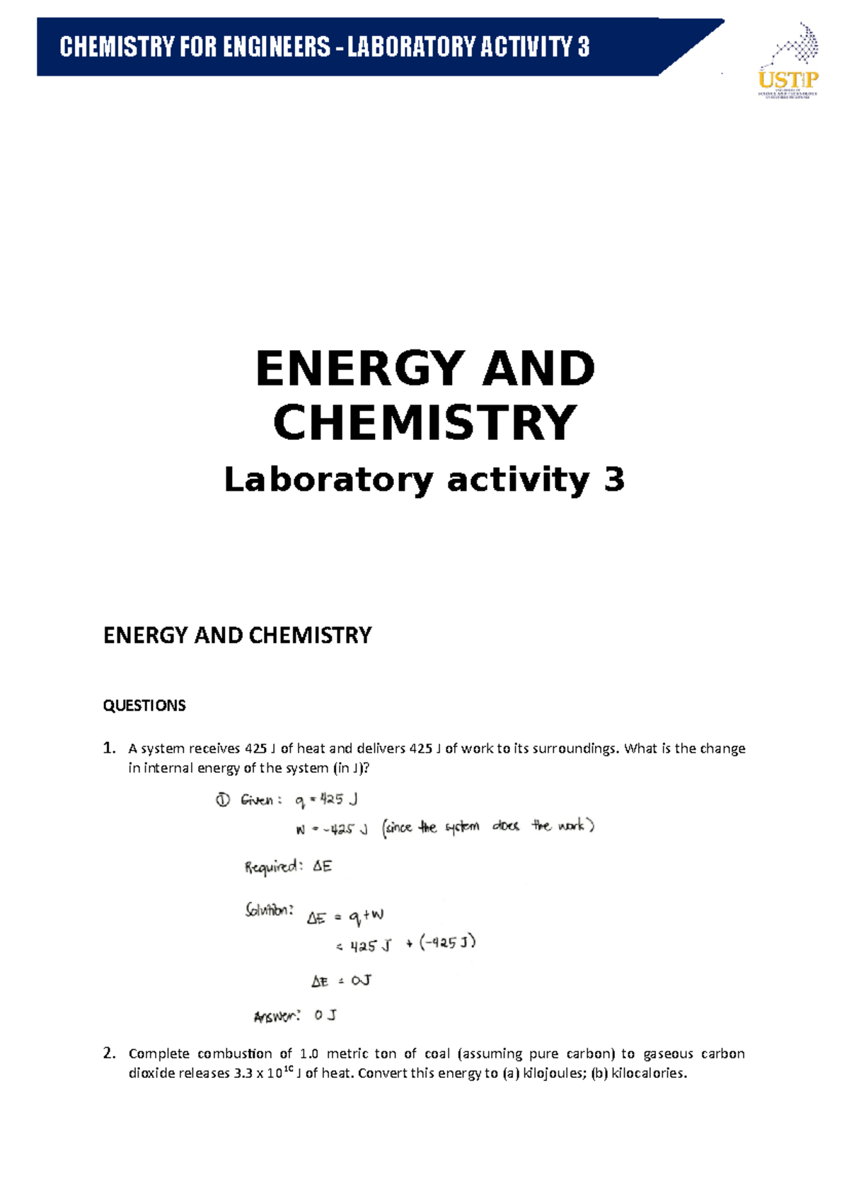 Group-3 Activity-3 LAB- Exercise - ENERGY AND CHEMISTRY Laboratory ...