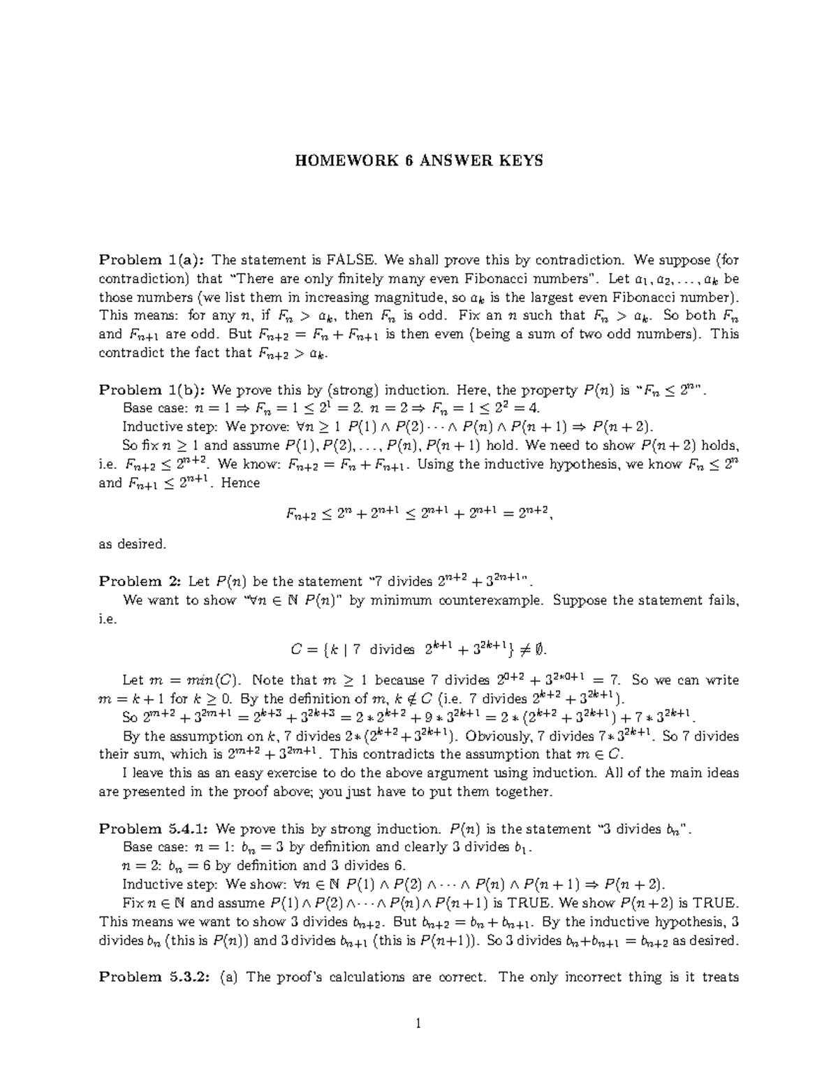 HW6Sol - hw questions with description - HOMEWORK 6 ANSWER KEYS Problem ...