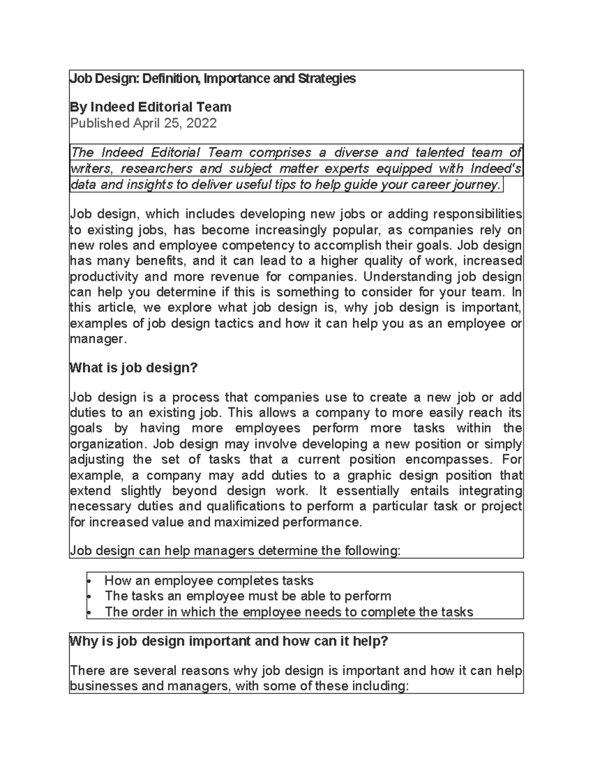 Job-Design - Job Design: Definition, Importance and Strategies By ...