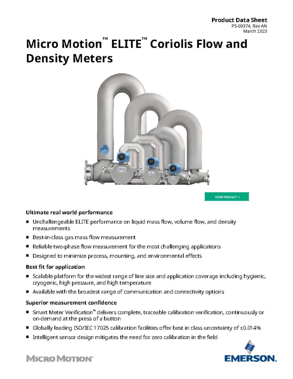 Product data sheet micro motion elite coriolis flow density meters en ...
