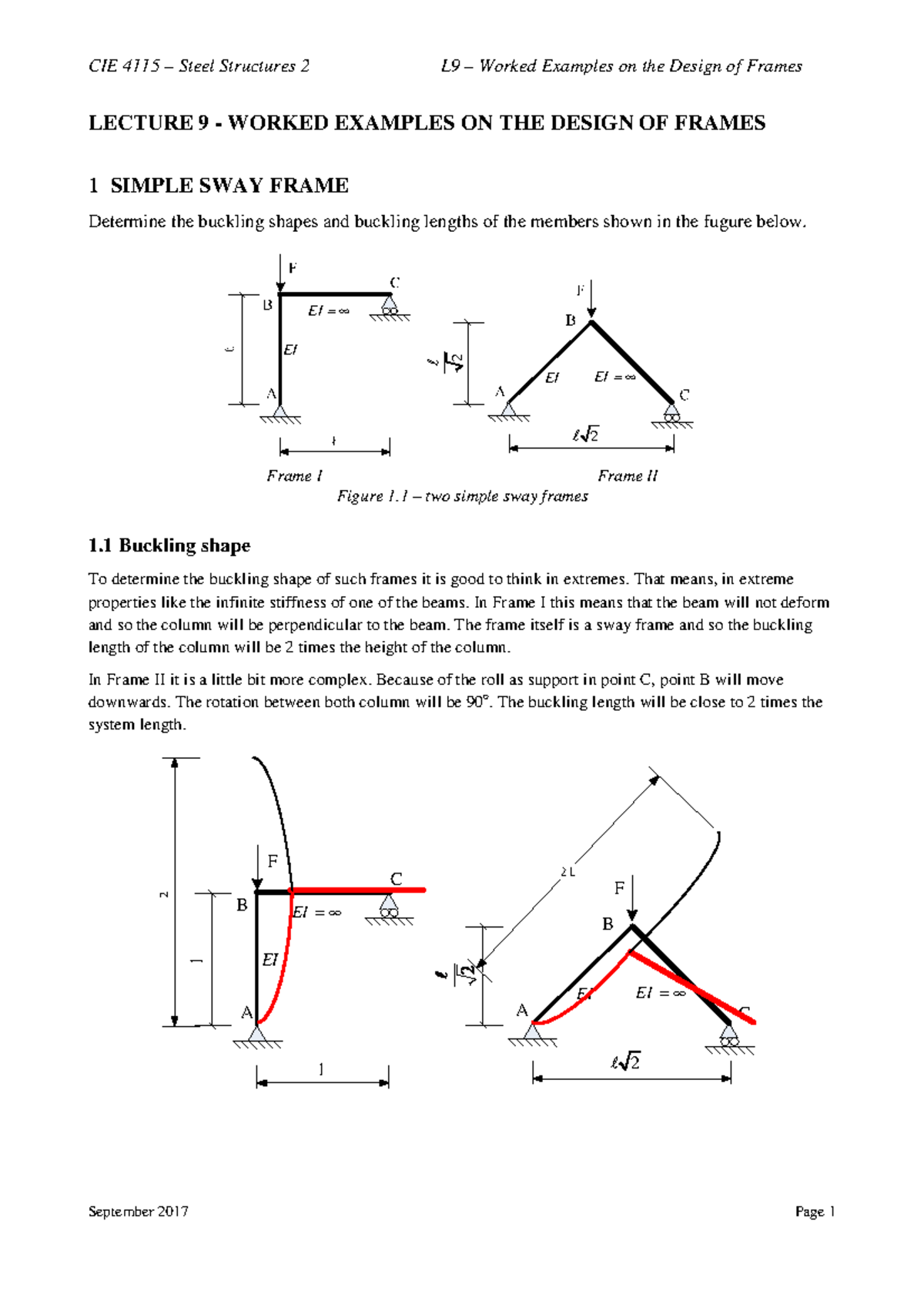 Worked Examples on the Design of Frames - LECTURE 9 - WORKED EXAMPLES ...