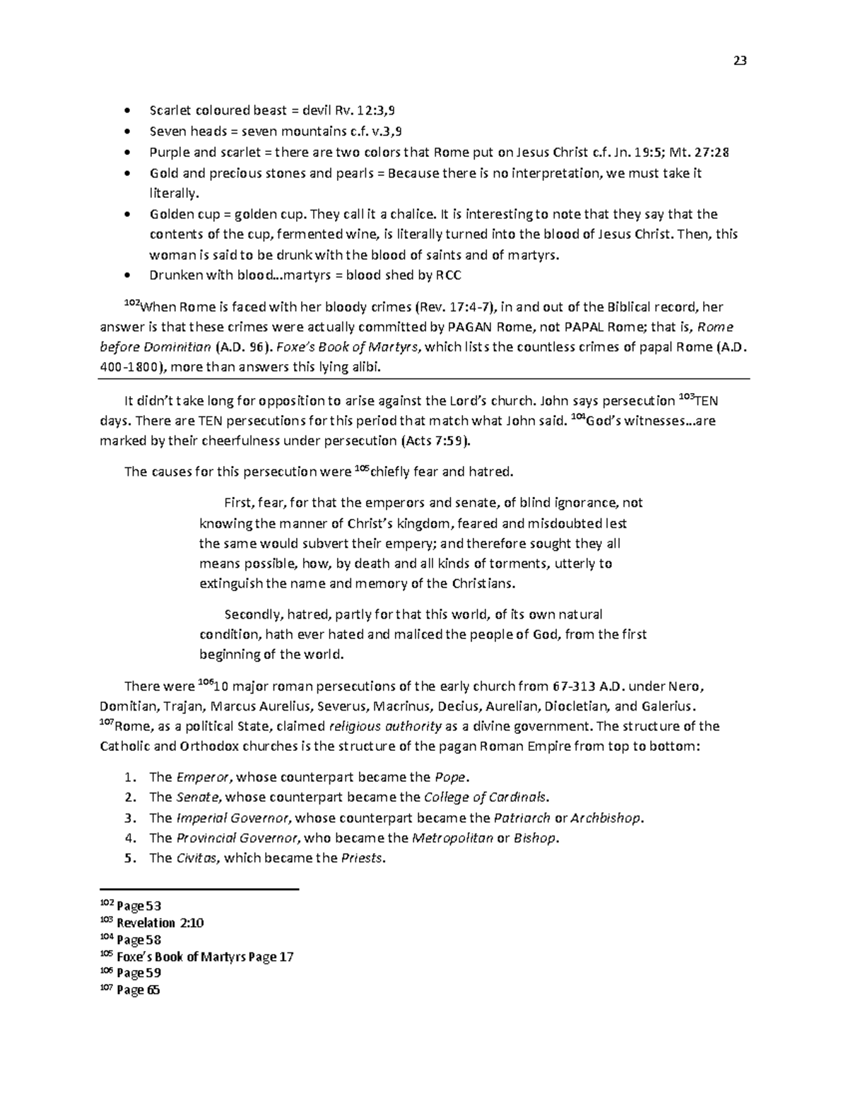 05 - Church History (Chapter 4) - Scarlet coloured beast = devil Rv. 12 ...