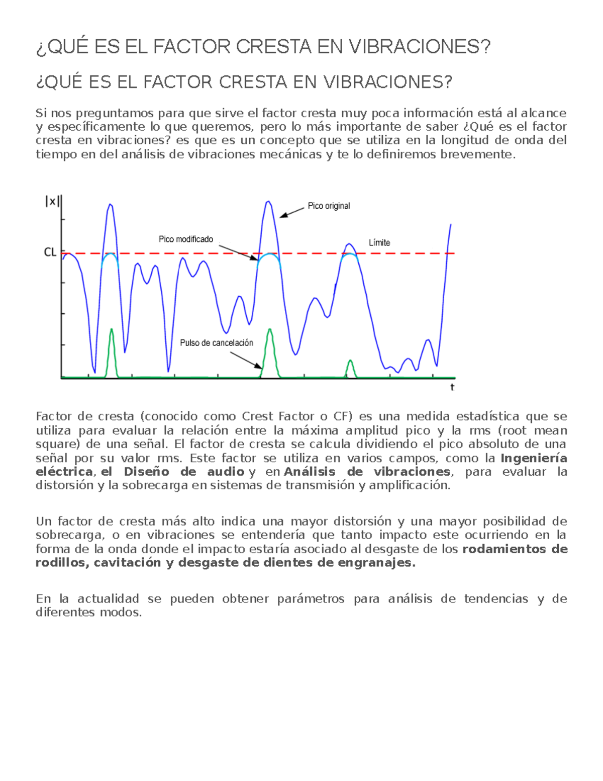 QUÉ ES EL Factor Cresta EN Vibraciones - ¿QUÉ ES EL FACTOR CRESTA EN VIBRACIONES? ¿QUÉ ES EL ...