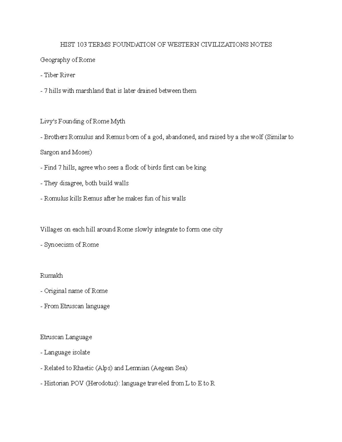HIST 103 Terms Foundation OF Western Civilizations Notes - HIST 103 ...