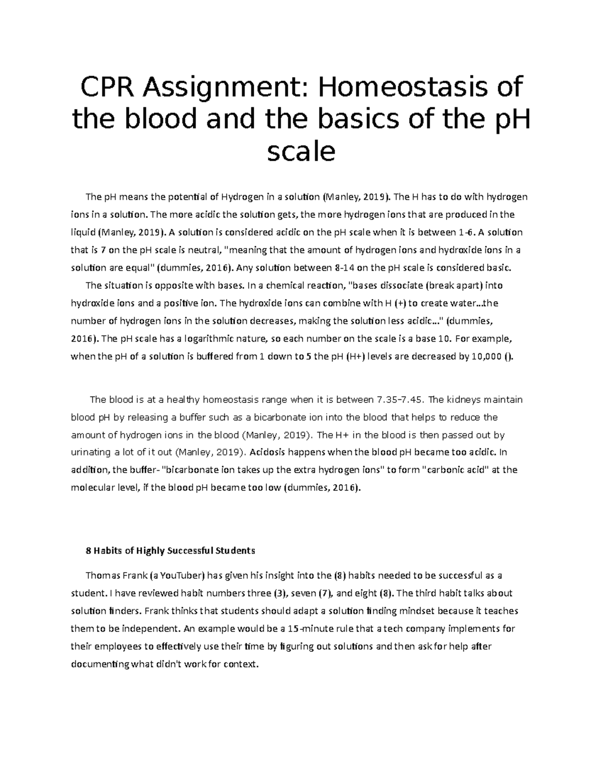 CPR Assignment 1 - Question and answer about cells and the function of ...