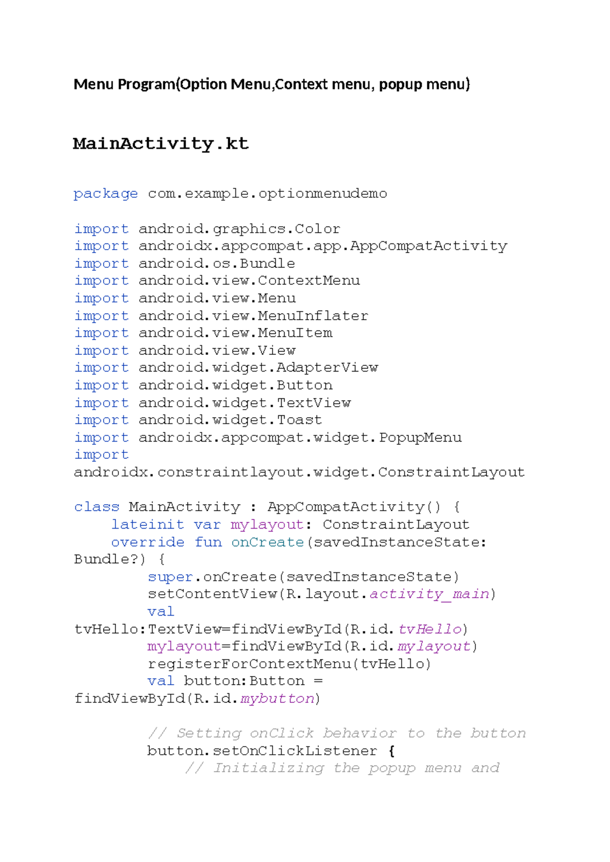 AADK - Good - Menu Program(Option Menu,Context menu, popup menu ...