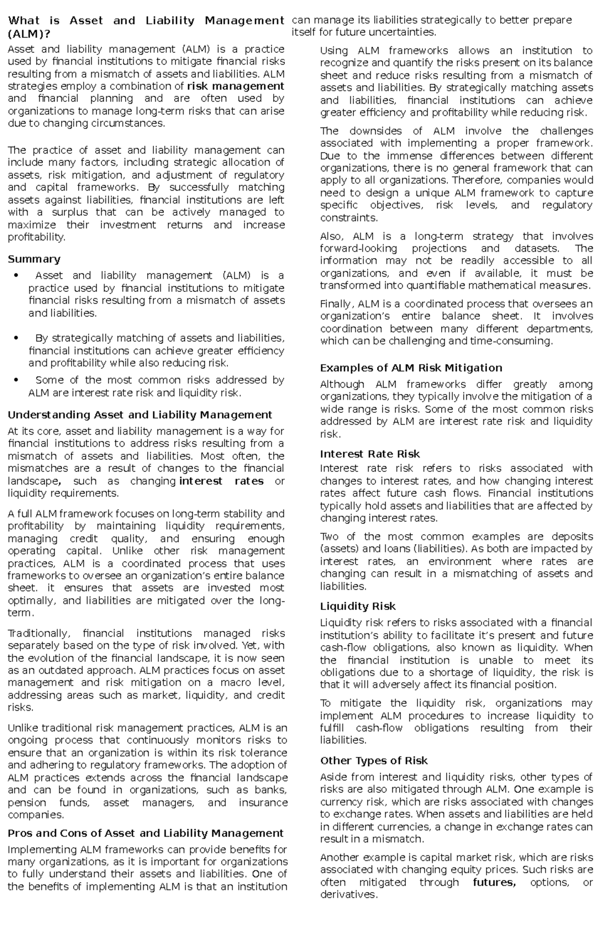 Asset and Liability Management - What is Asset and Liability Management ...