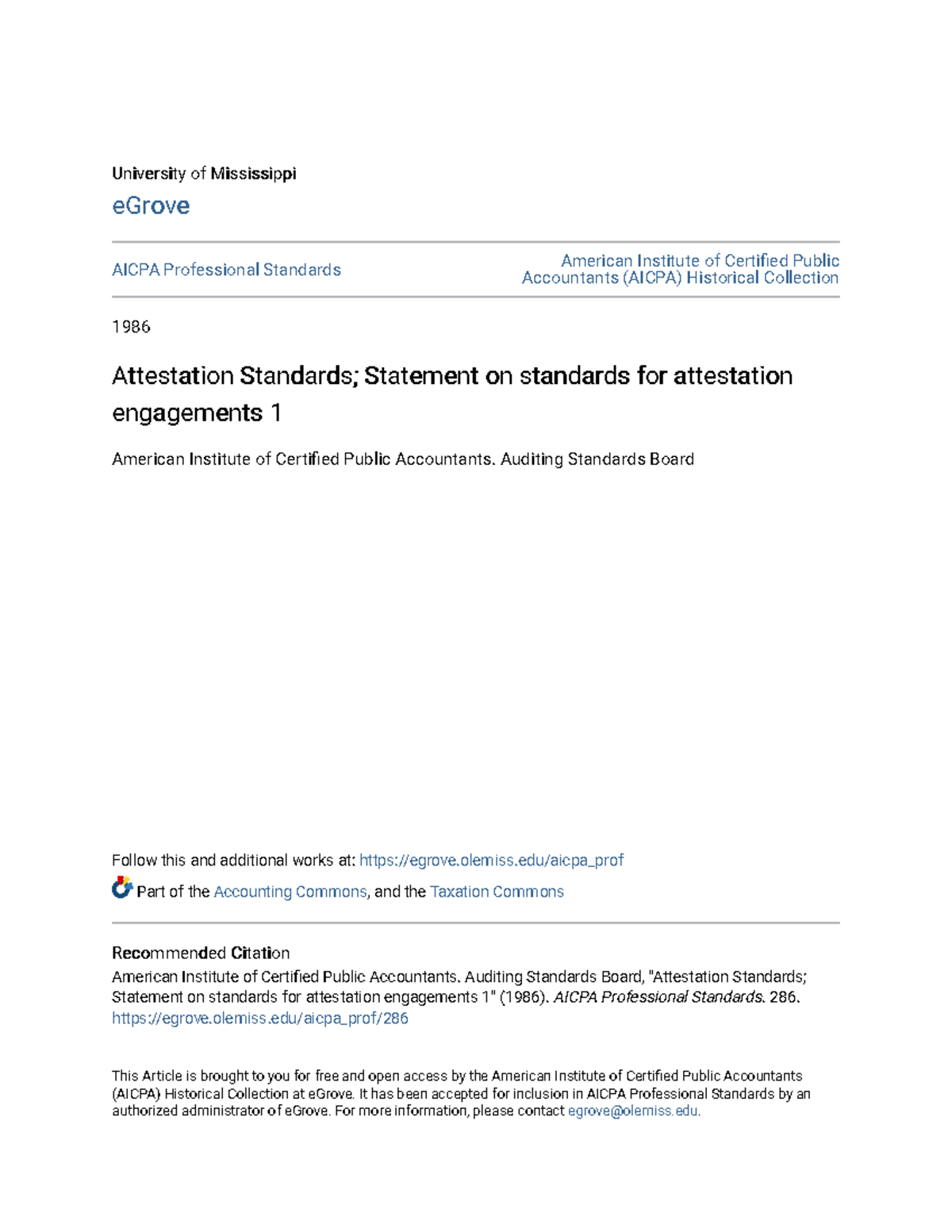 Attestation Standards; Statement on standards for attestation eng ...
