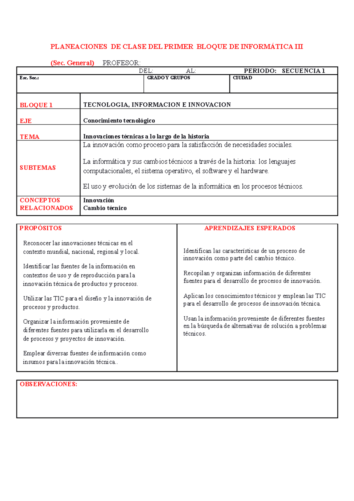 Secuencia 1 TICS - EJERCICIO SEMANAL INFORMATICA - PLANEACIONES DE CLASE DEL PRIMER BLOQUE DE ...