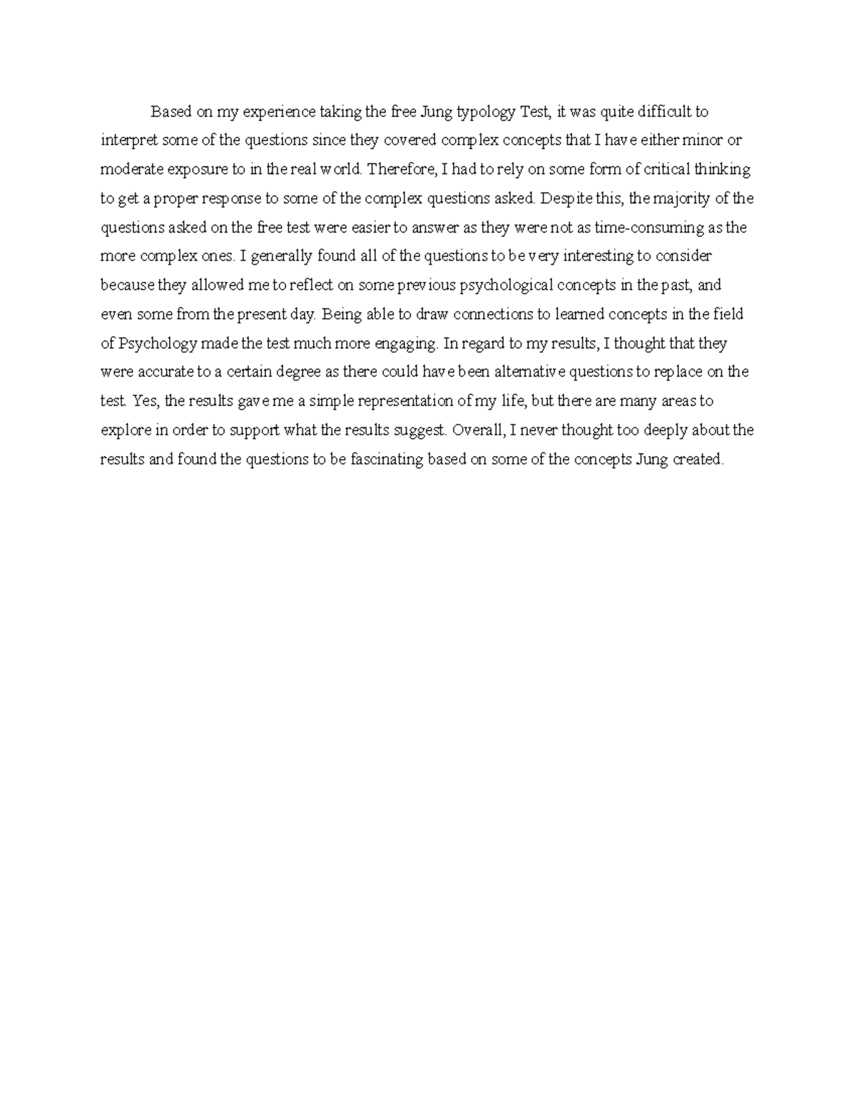 PSY 159 01 Jung Typology Test Reflection Based On My Experience psy-159-01-jung-typology-test-reflection-based-on-my-experience