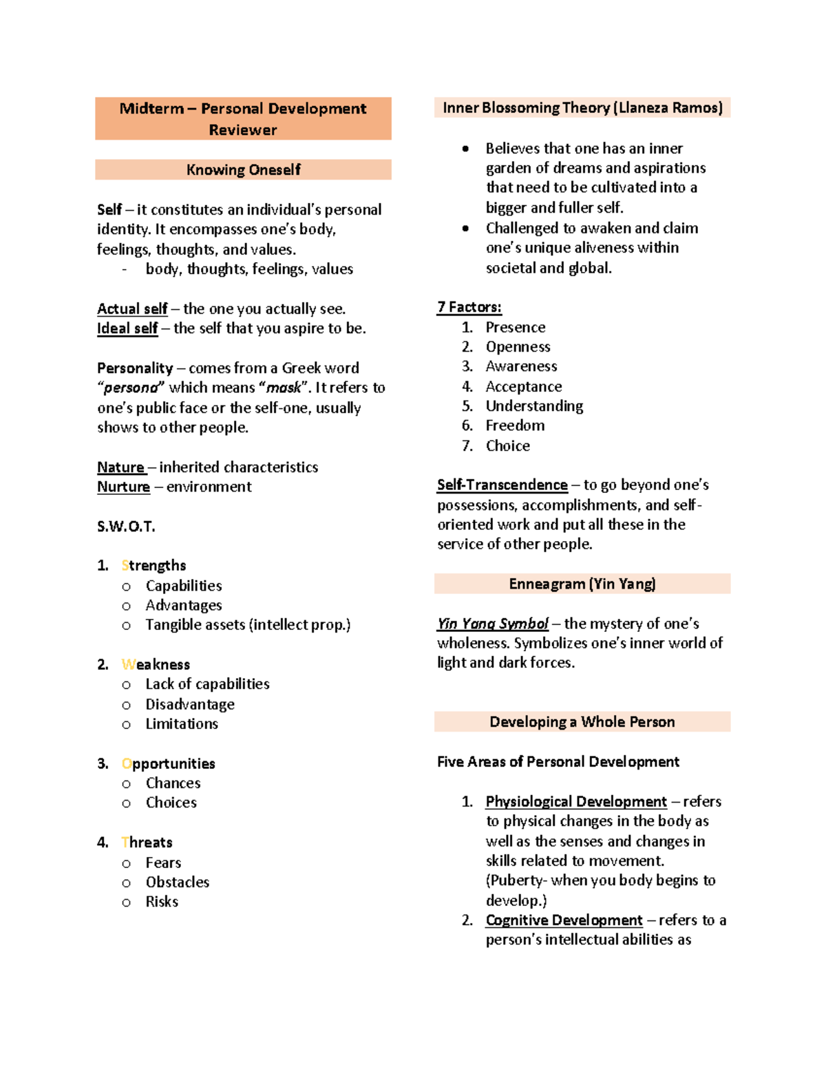 Midterm – Understanding The Self - Midterm – Personal Development ...