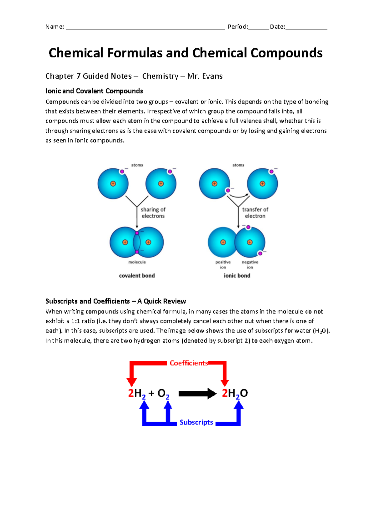 Writing Chemical Formulas Notes - Zoey Salaj - Chemical Formulas and ...