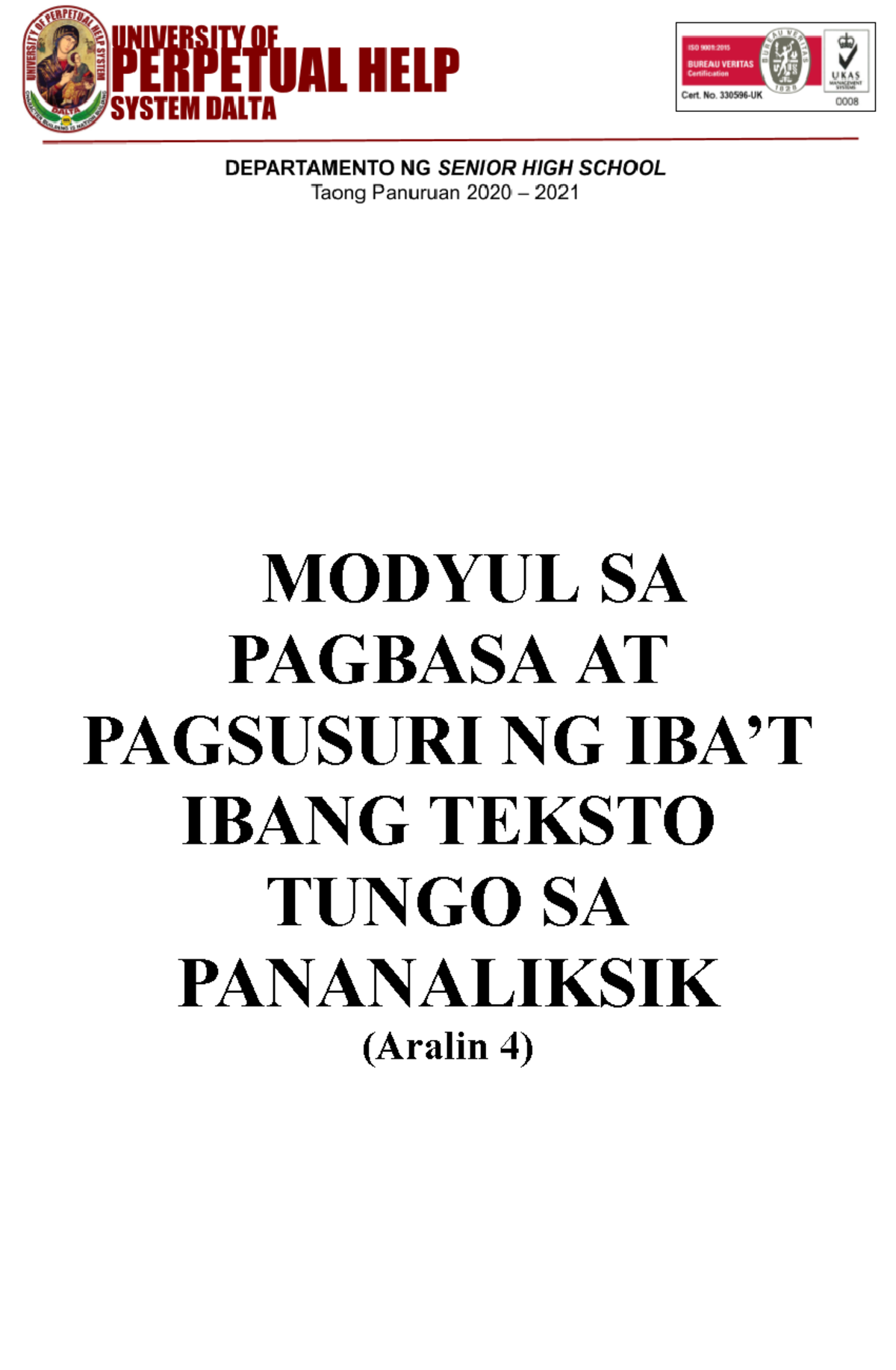 Aralin-1-Pagbasa-Ahmad.docx - MODYUL SA PAGBASA AT PAGSUSURI NG IBA’T ...