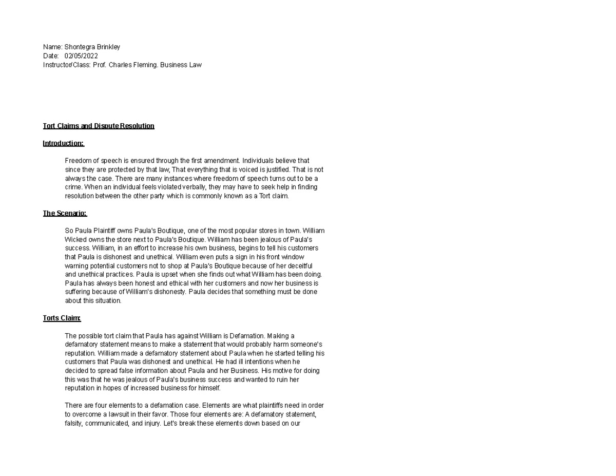 Buslawassign - Assignment 3 Example for Business law 1. - Name ...
