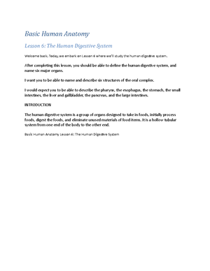 Basic Human Anatomy 8 - notes - Basic Human Anatomy Lesson 9 ...