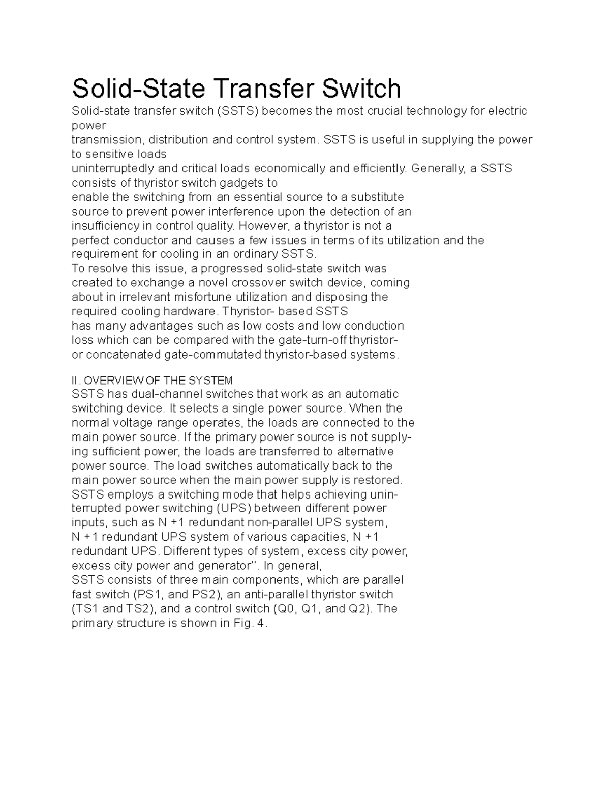 Power electronics for PS, BY Ellohe Melat - Solid-State Transfer Switch ...