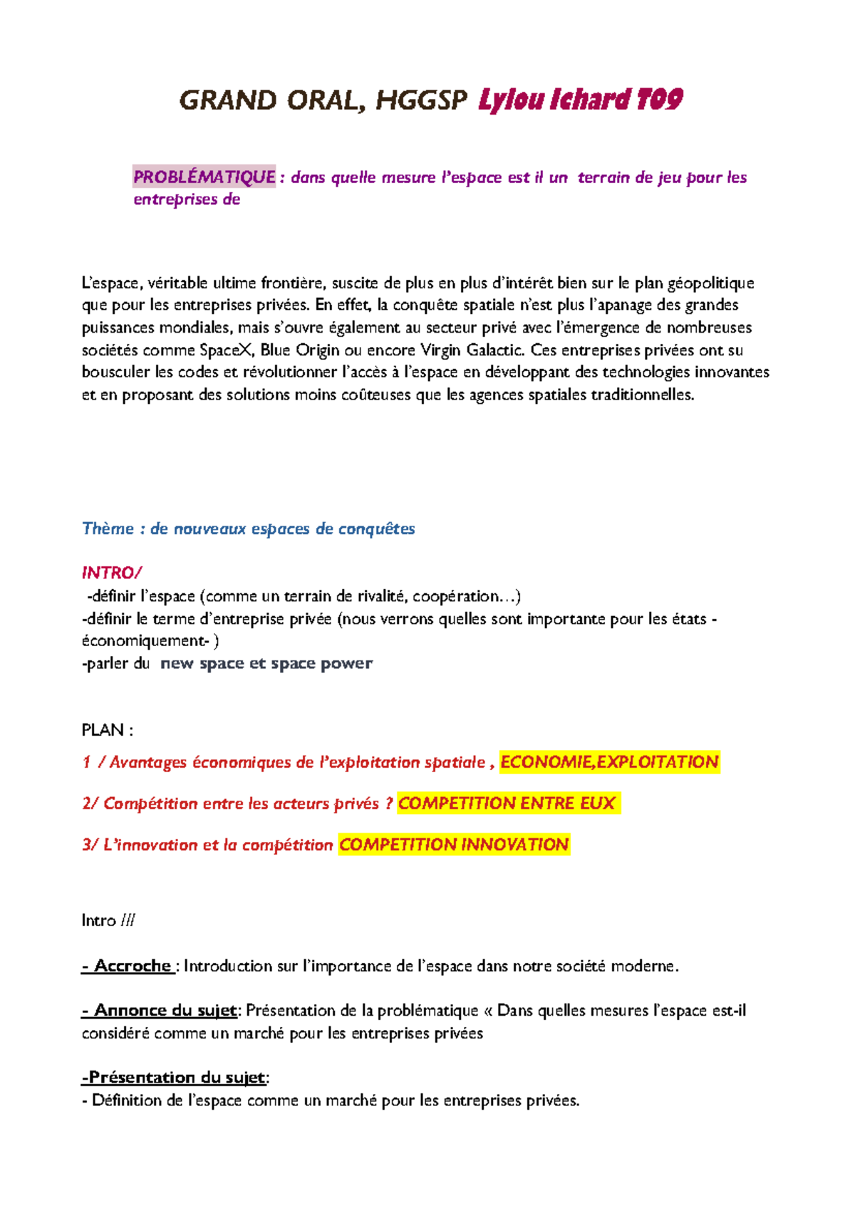 Grand ORAL Hggsp - GRAND ORAL, HGGSP Lylou Ichard T PROBLÉMATIQUE ...