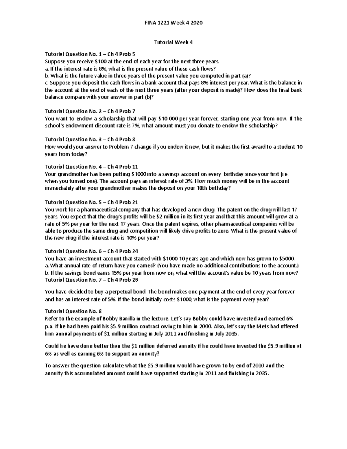 Tutorial Questions Week 4 Questions Warning Tt Undefined Function