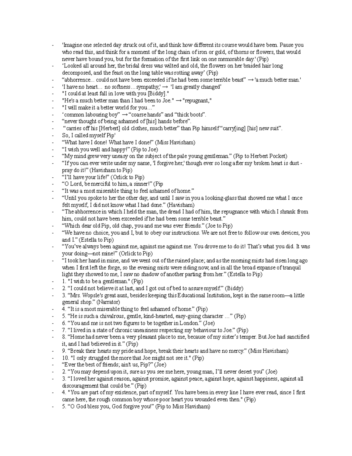 Quote bank for Great Expectations, VERY versatile - 'Imagine one ...