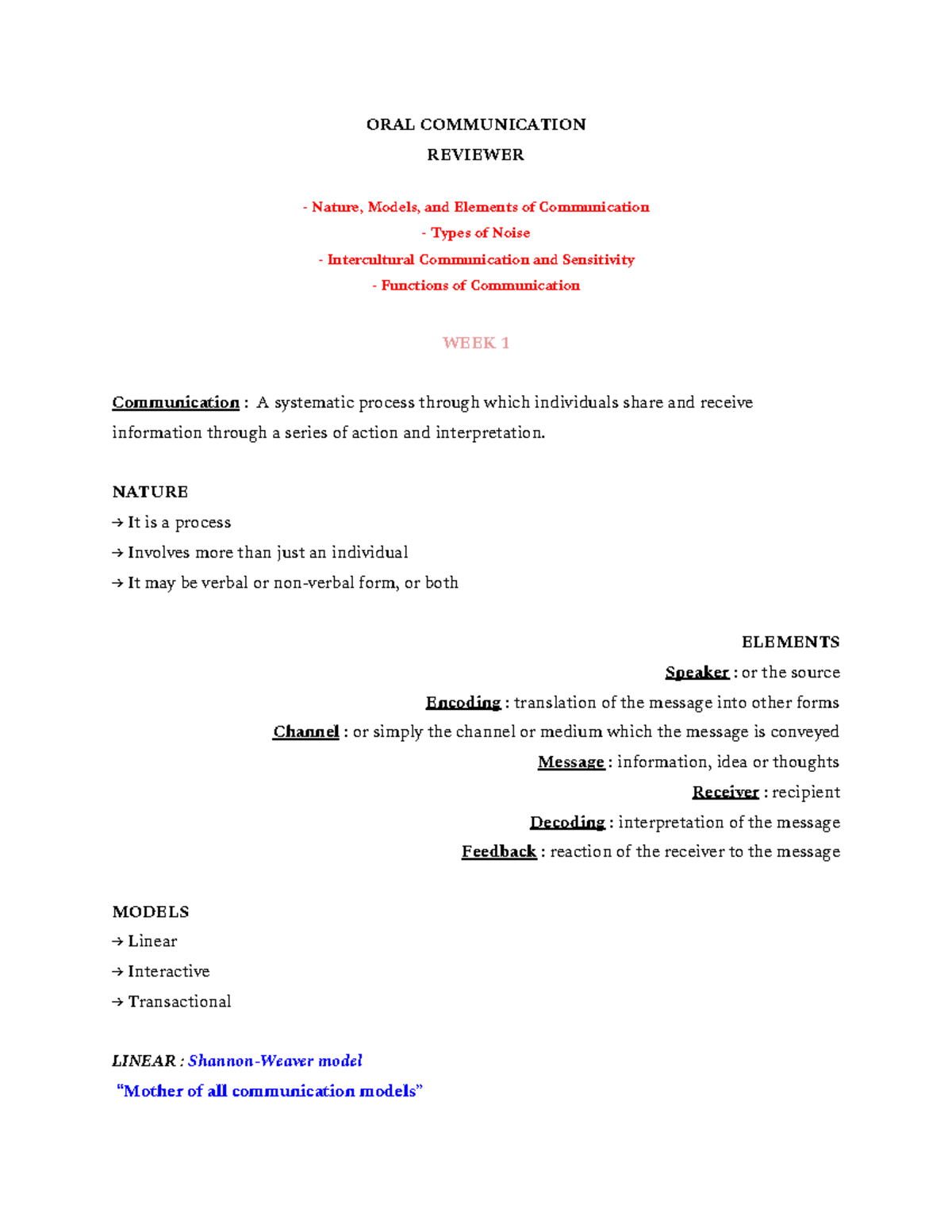 Oral-Com- Reviewer - ORAL COMMUNICATION REVIEWER - Nature, Models, and ...