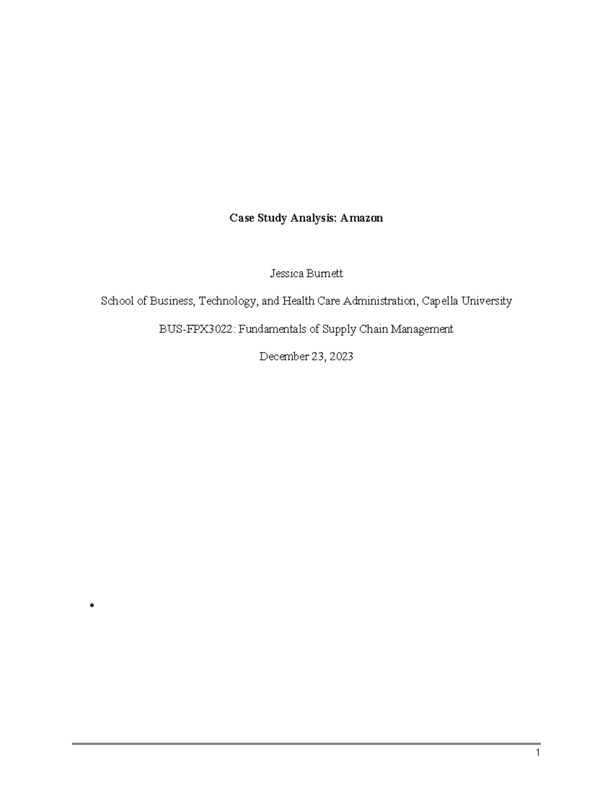 BUS-FPX3022 Assessment 2-1 - Case Study Analysis: Amazon Jessica ...