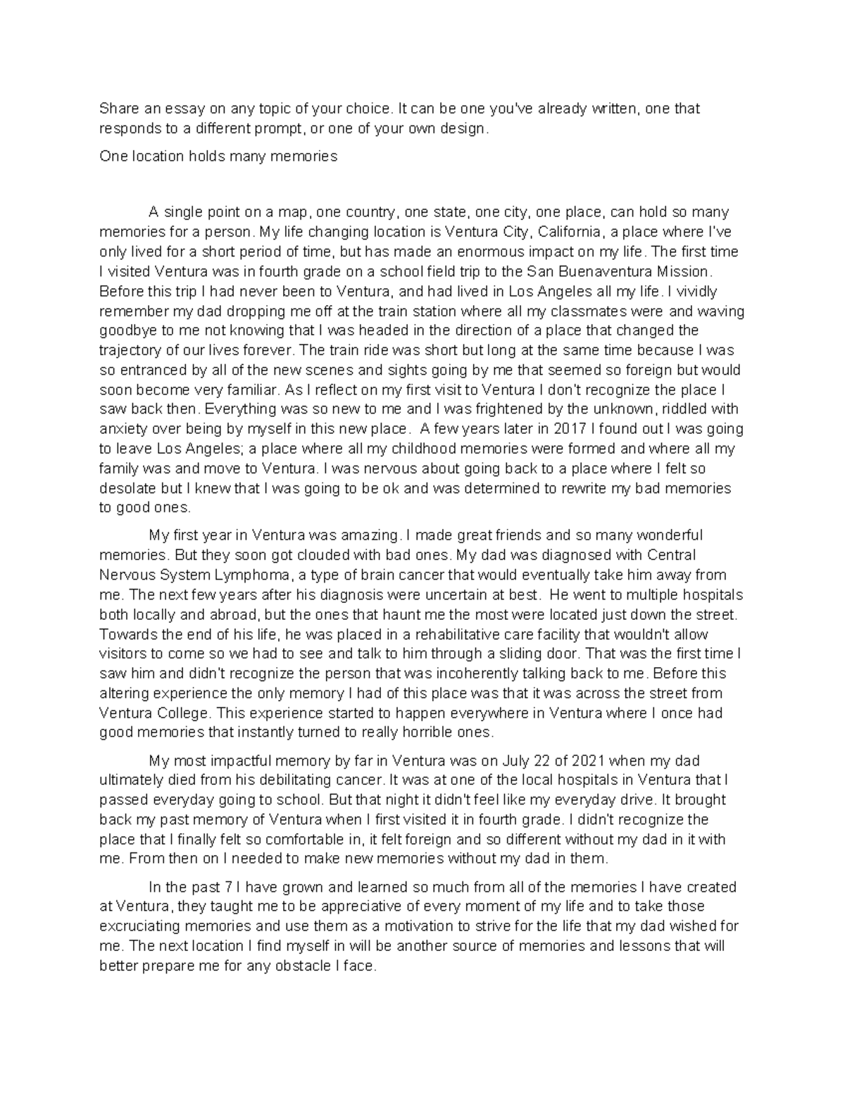 1st draft of College esaay - Share an essay on any topic of your choice ...