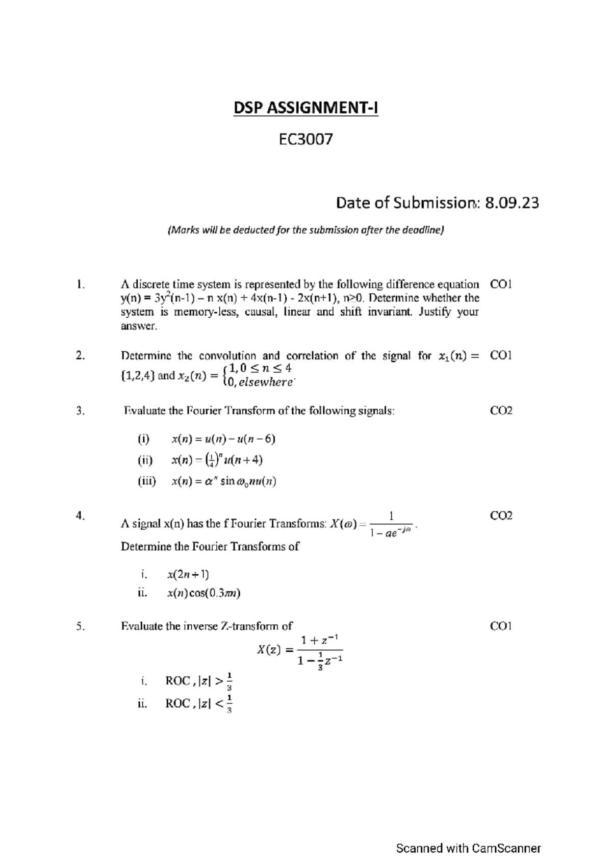 Assignment - I - Digital Signal Processing - Studocu