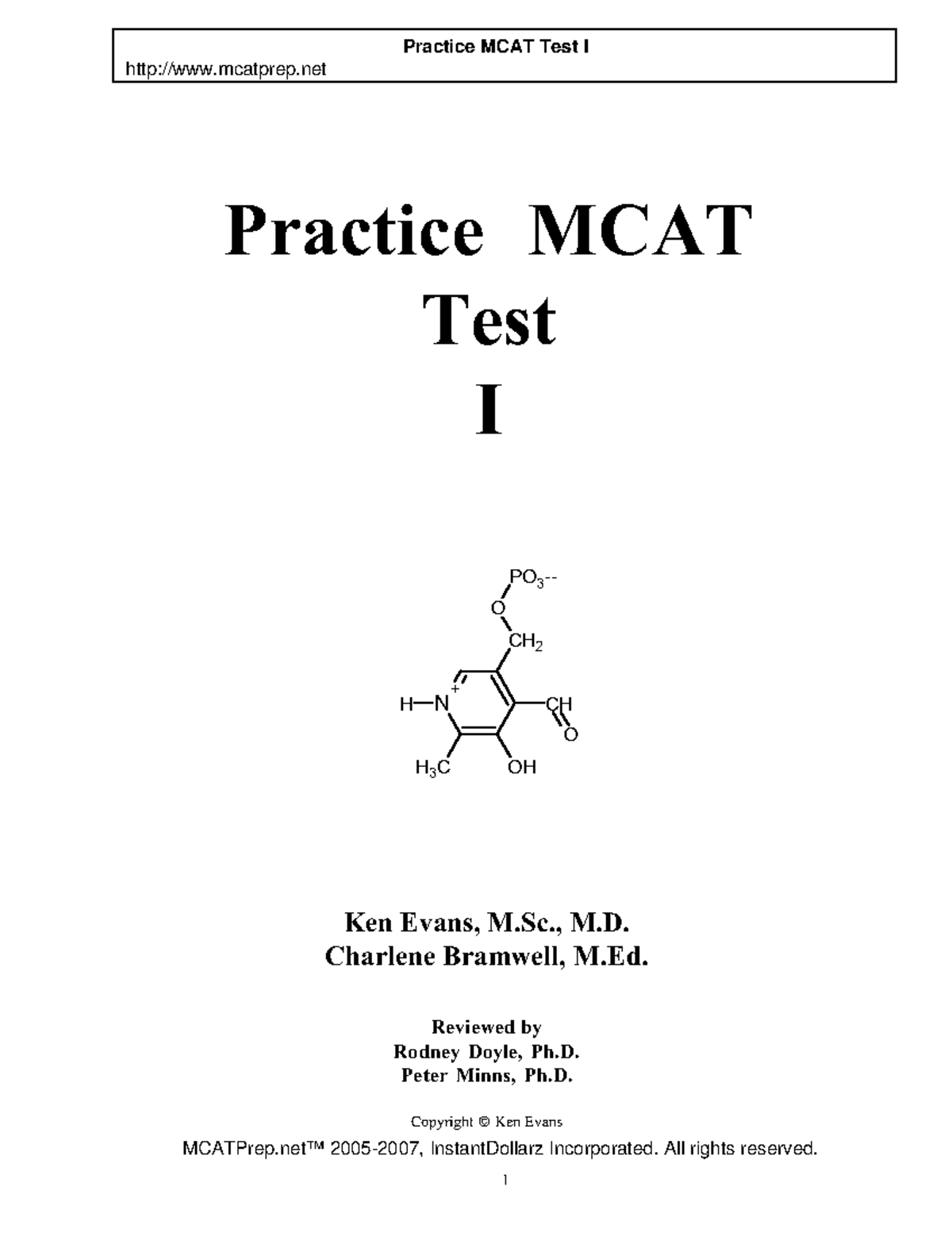 Mcat sample paper 1 - mcat exam - Practice MCAT Test I Ken Evans, M., M ...
