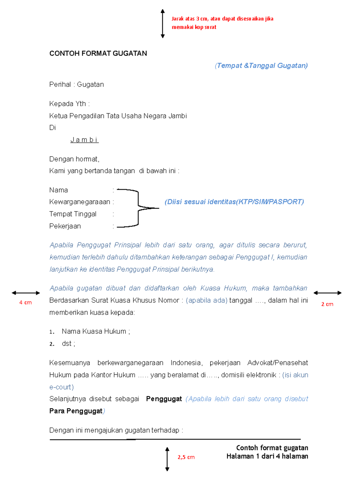 1.Format Gugatan - Suatu hal yg bahagia - CONTOH FORMAT GUGATAN ...