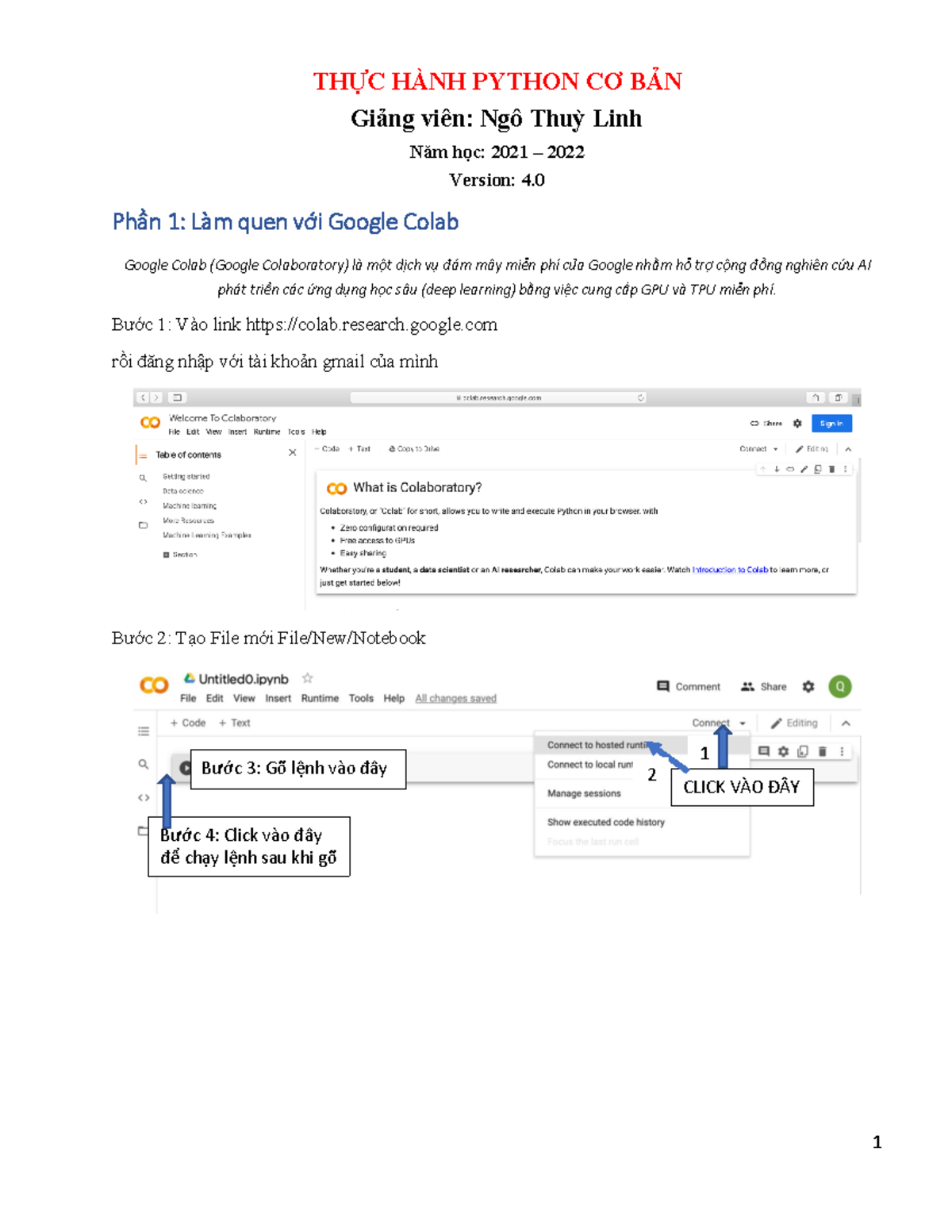 THỰC HÀNH Python Linhnt-V5-2022 - THỰC H¿NH PYTHON CƠ B¾N Gi¿ng viÍn: NgÙ Thuỳ Linh Năm học ...