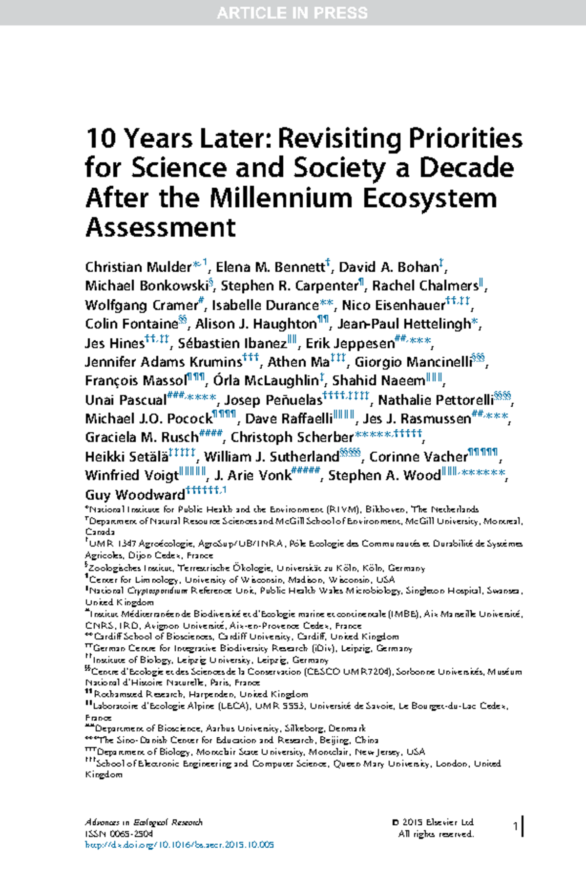 Mulder Et Al 2015 10 Years Later Revisiting Priorities 10 Years Later Revisiting Priorities