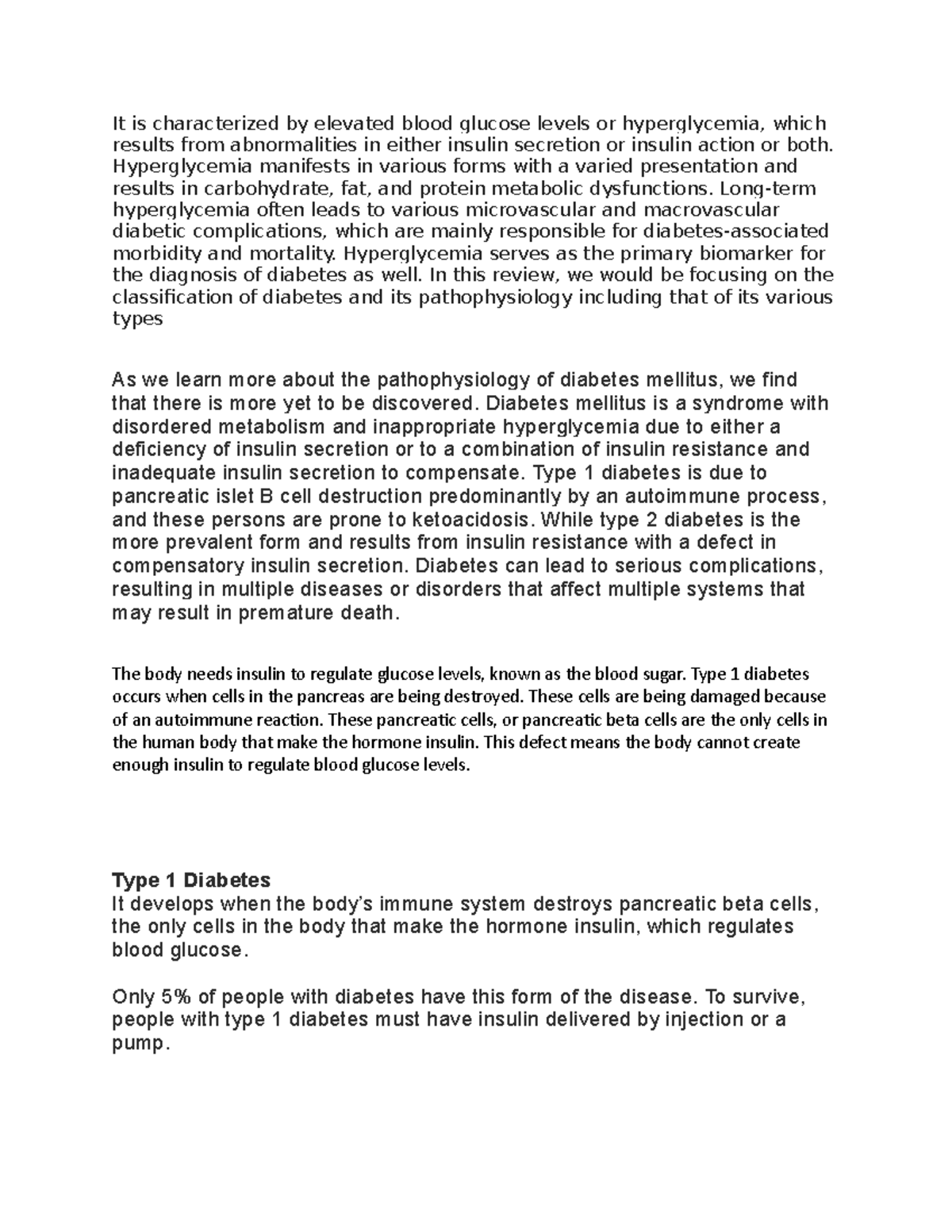 Patho tree info for diabetes - It is characterized by elevated blood ...