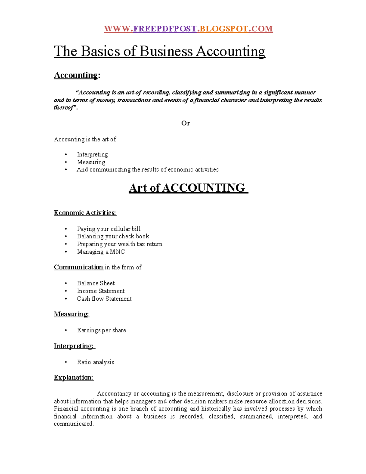 Accounting - WWW .BLOGSPOT The Basics of Business Accounting Accounting ...