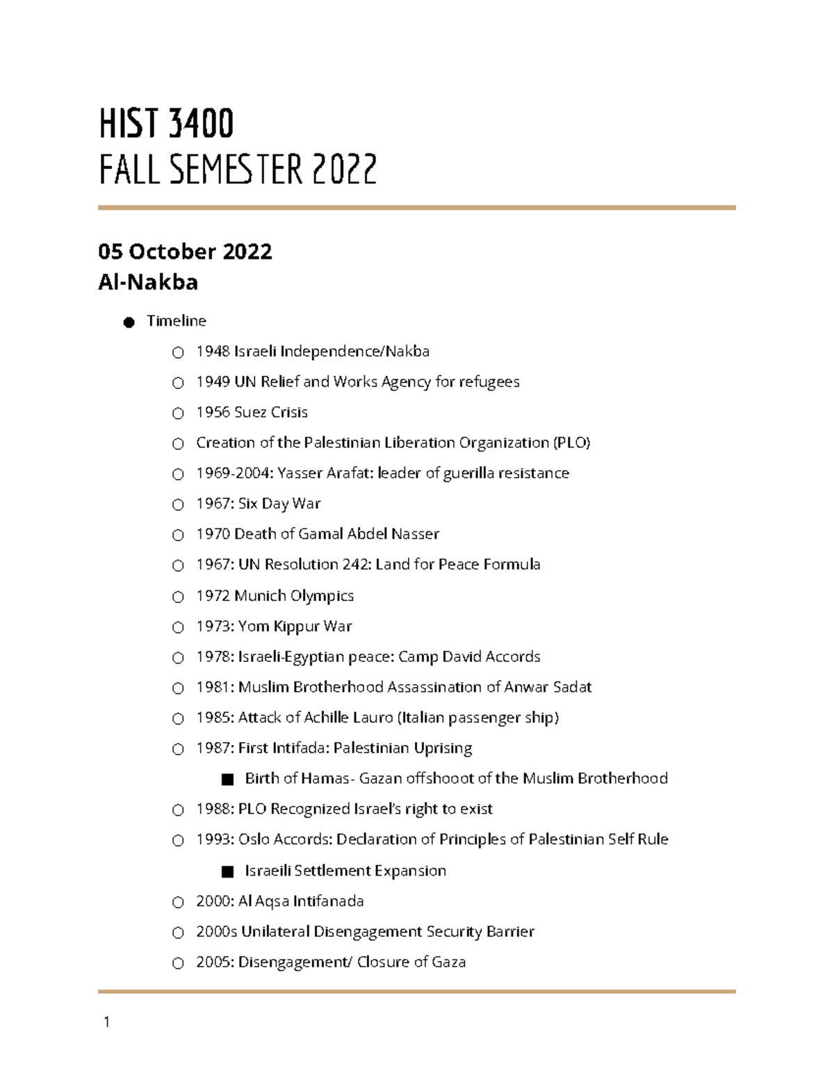 10 5 - Professor Low - HIST 3400 FALL SEMESTER 2022 05 October 2022 Al ...