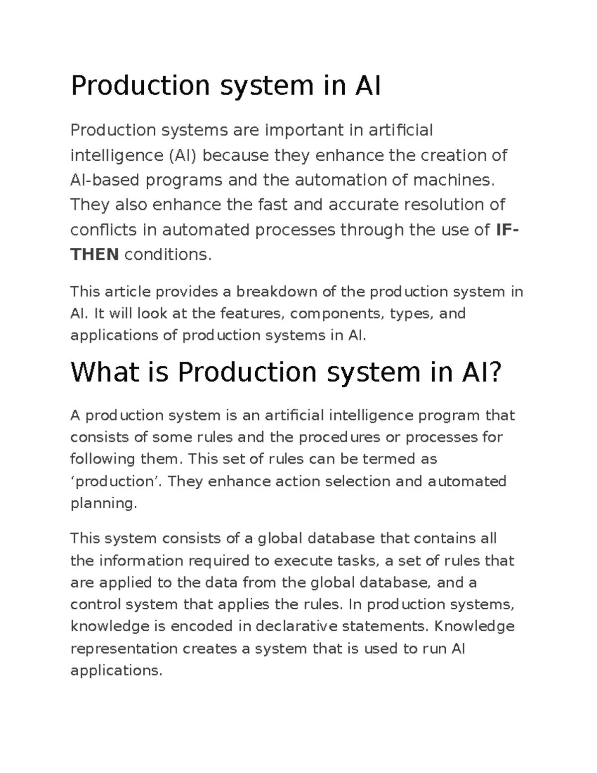 Production system in AI - Production system in AI Production systems ...